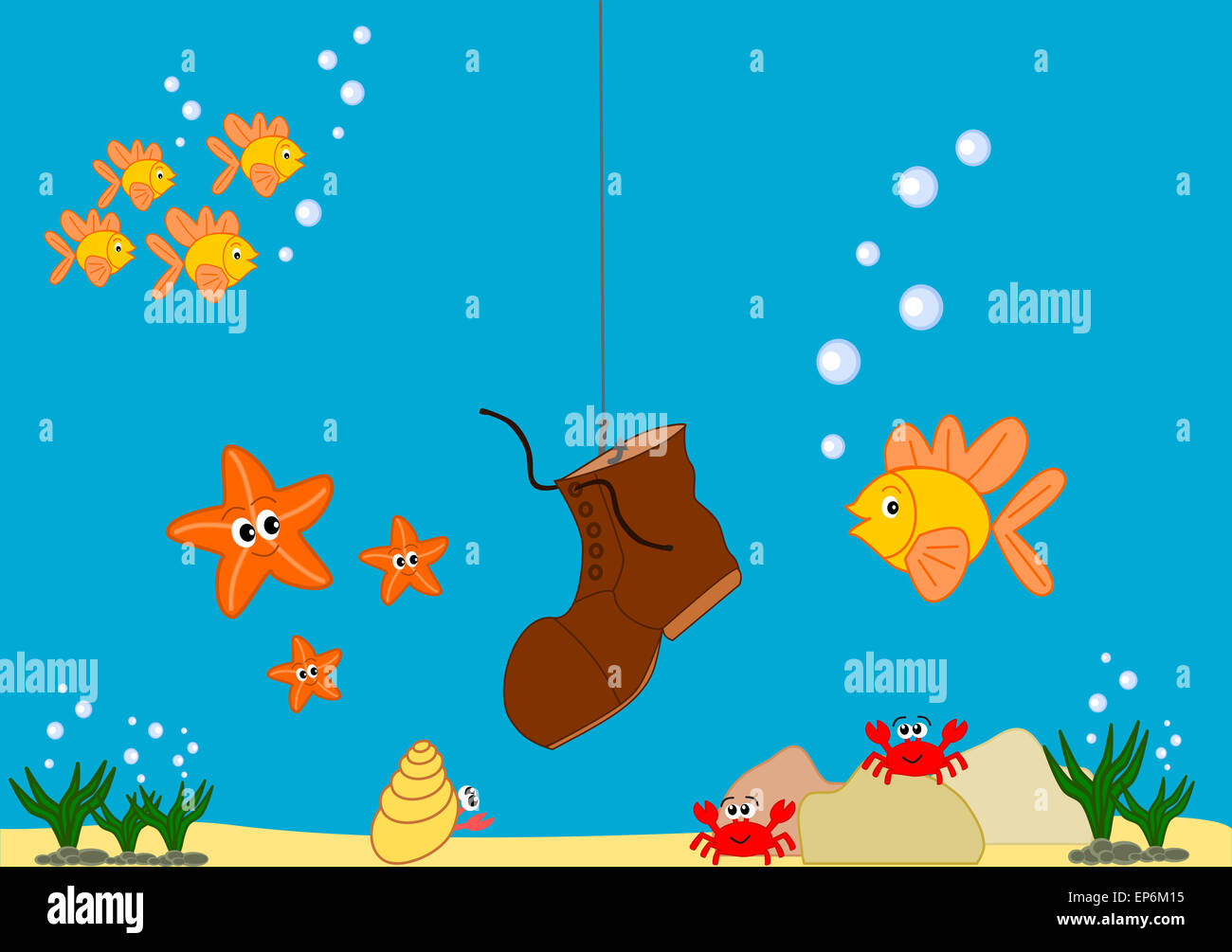 Funny and cute sea life cartoon illustration Stock Photo - Alamy