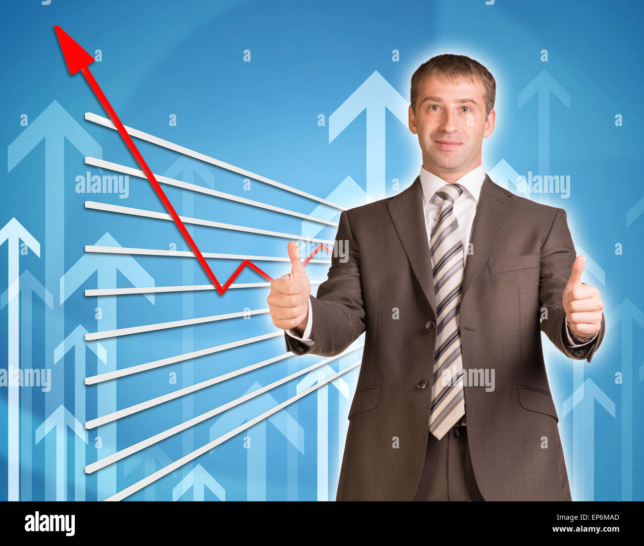 Businessman and graphical chart Stock Photo - Alamy