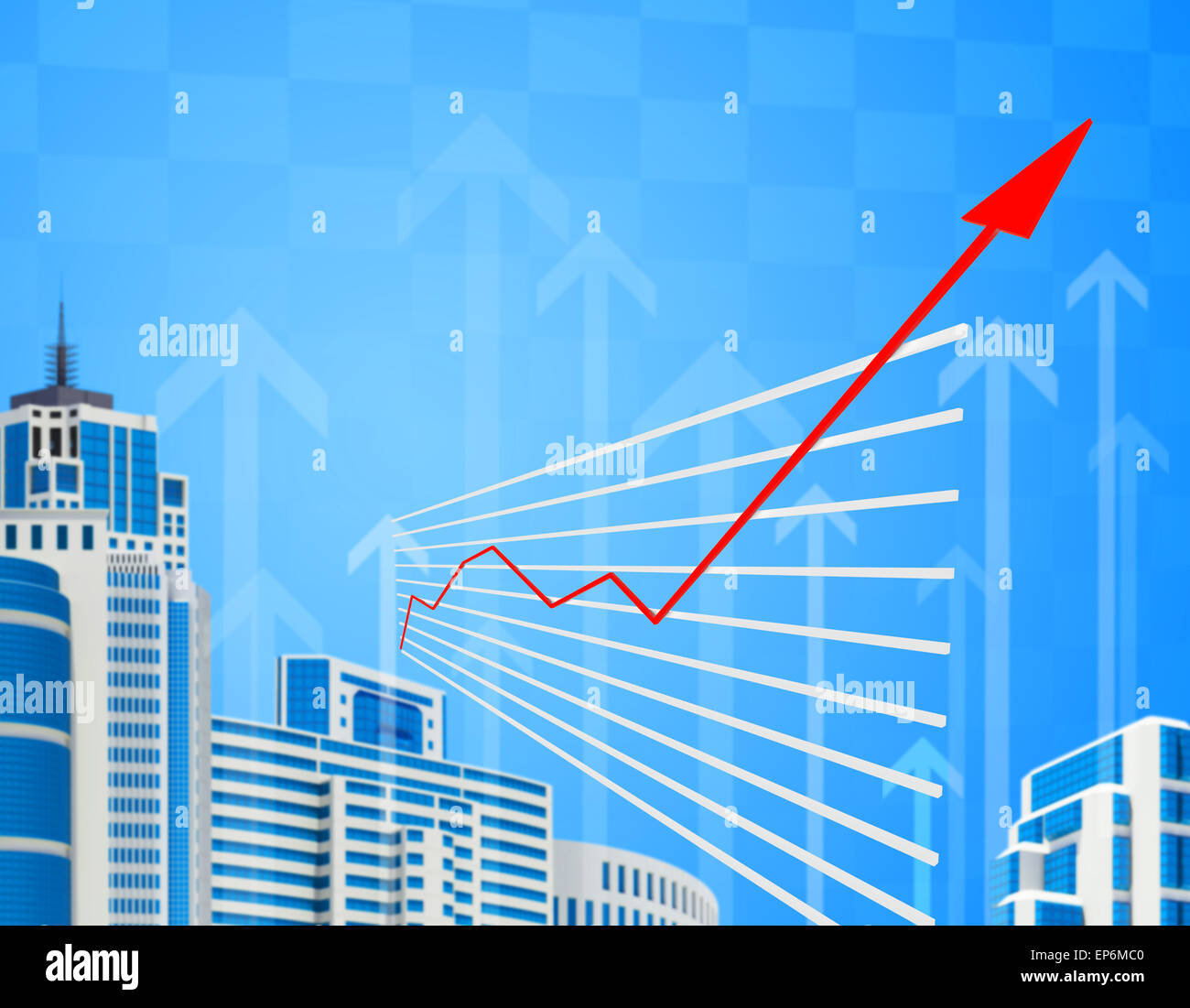 Graphical chart with red arrow up Stock Photo - Alamy