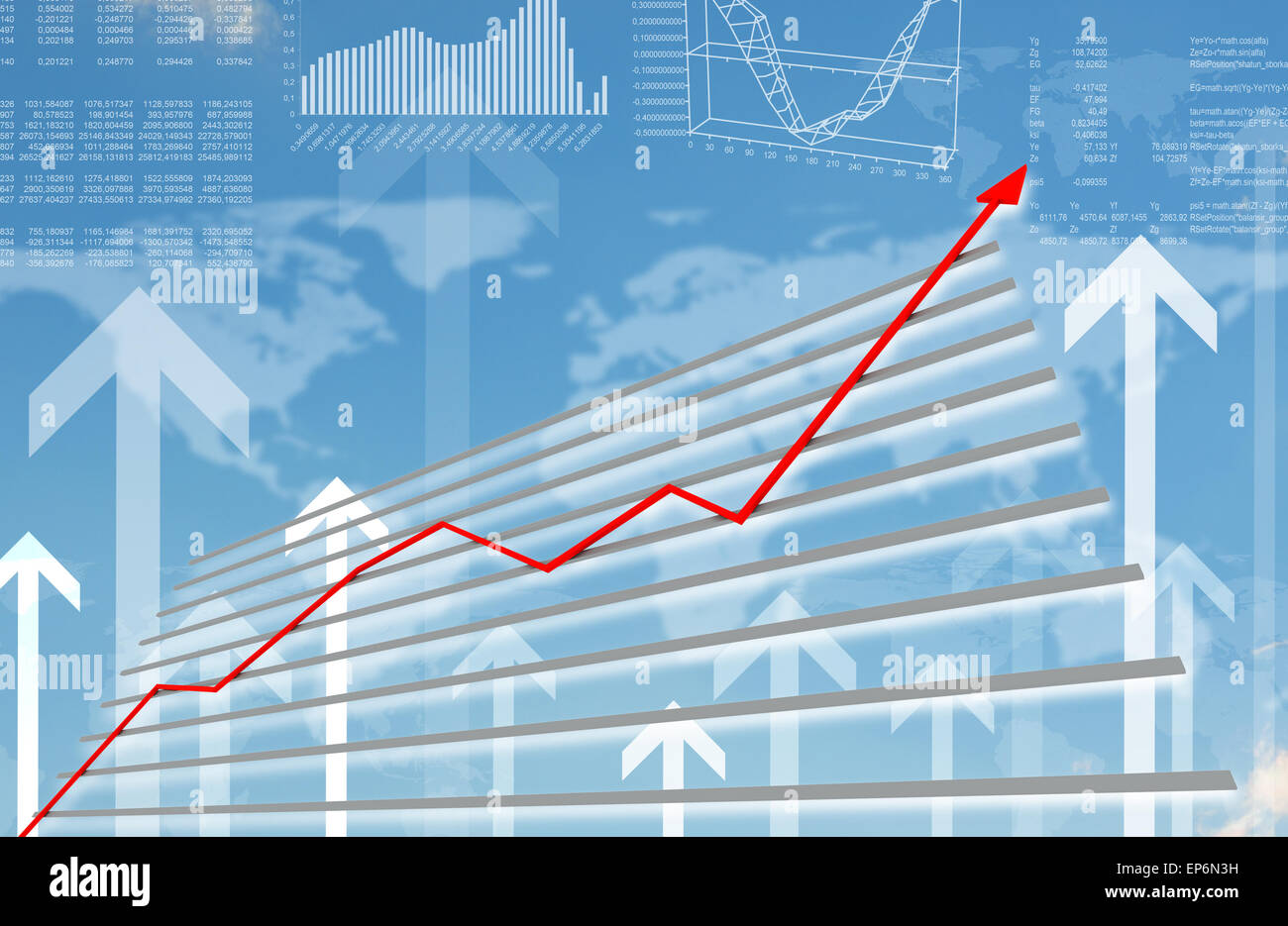 Graphical chart with red arrow up Stock Photo - Alamy