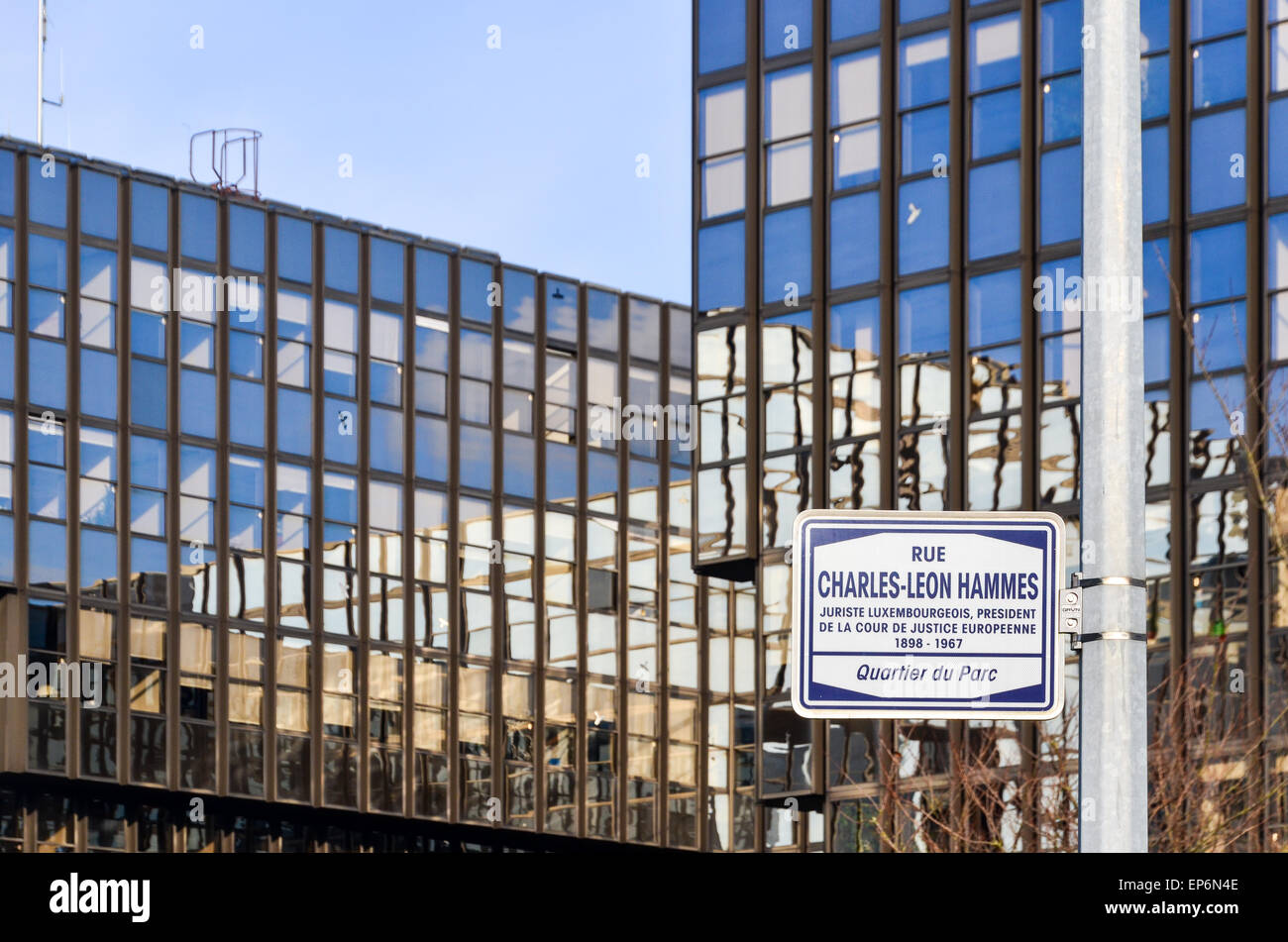 Street sign at the European Commission (Bâtiment Jean Monnet) in the ...
