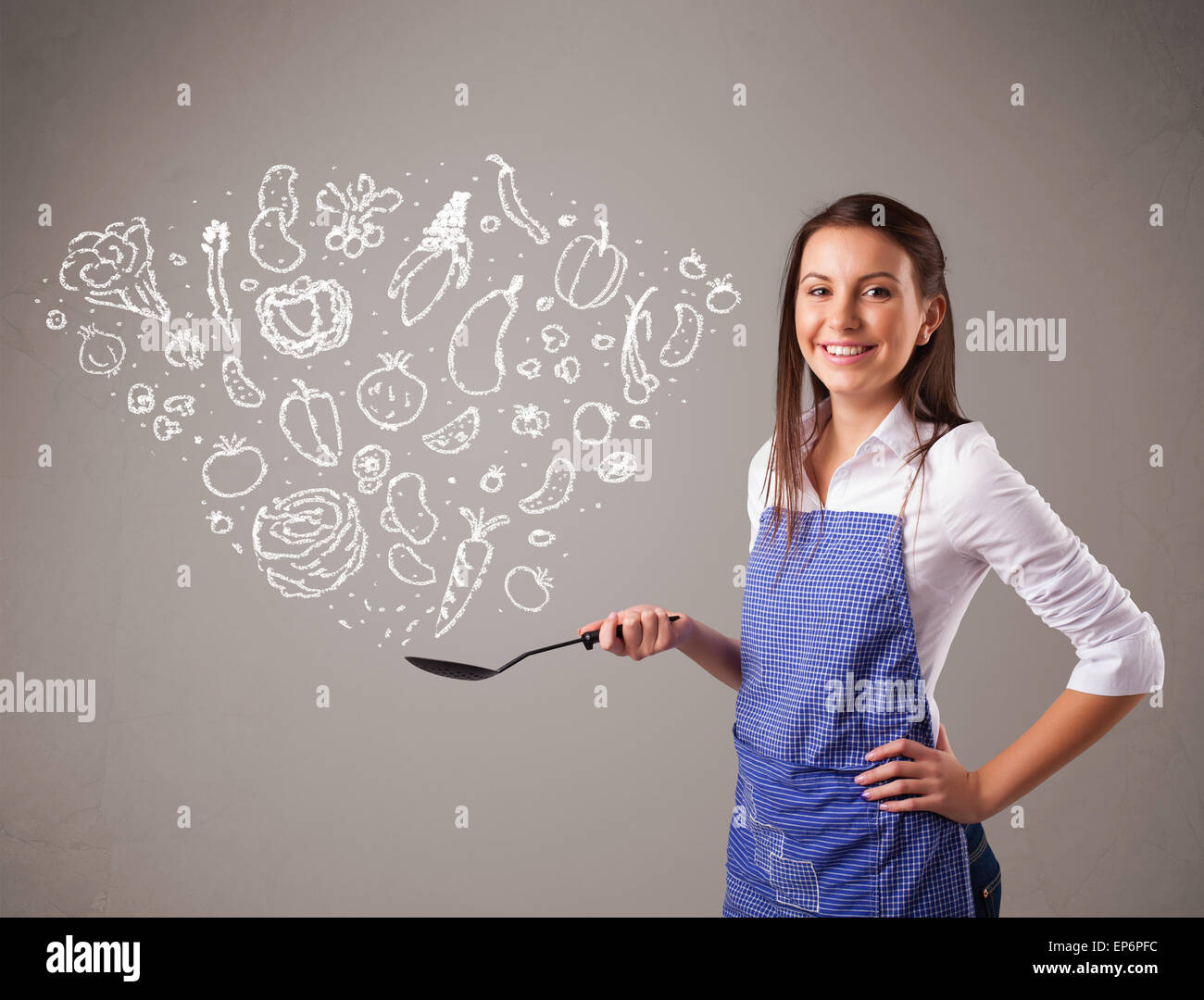 Woman cooking vegetables Stock Photo - Alamy