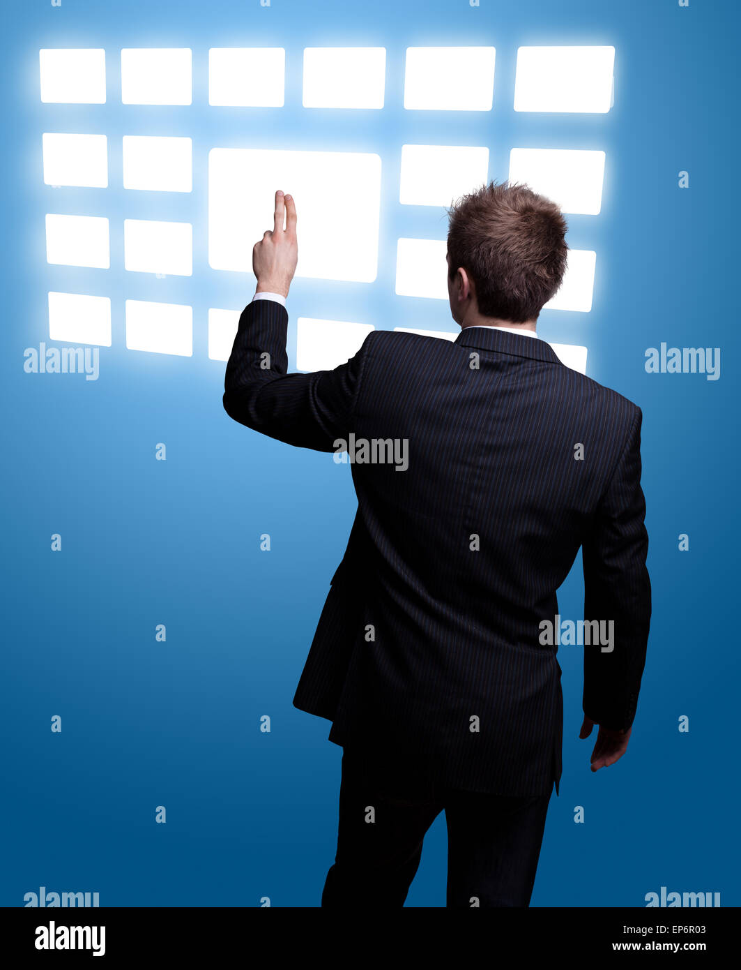 man hand pressing digital button Stock Photo - Alamy