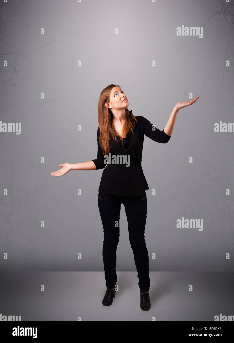 beautiful young lady juggling with copy space Stock Photo - Alamy