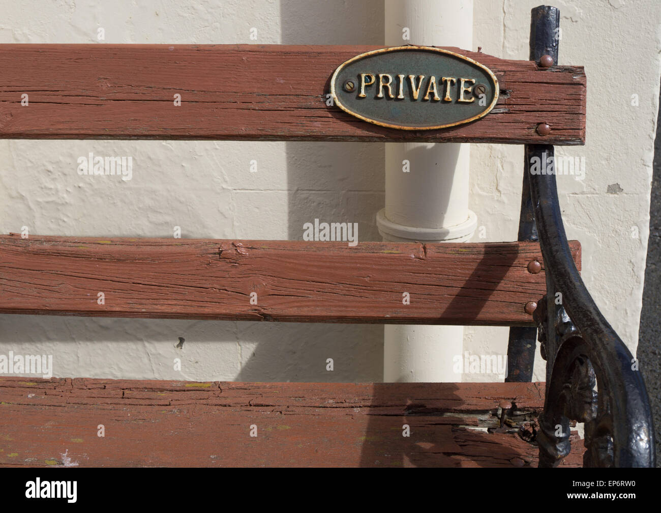 Private sign on bench Stock Photo - Alamy