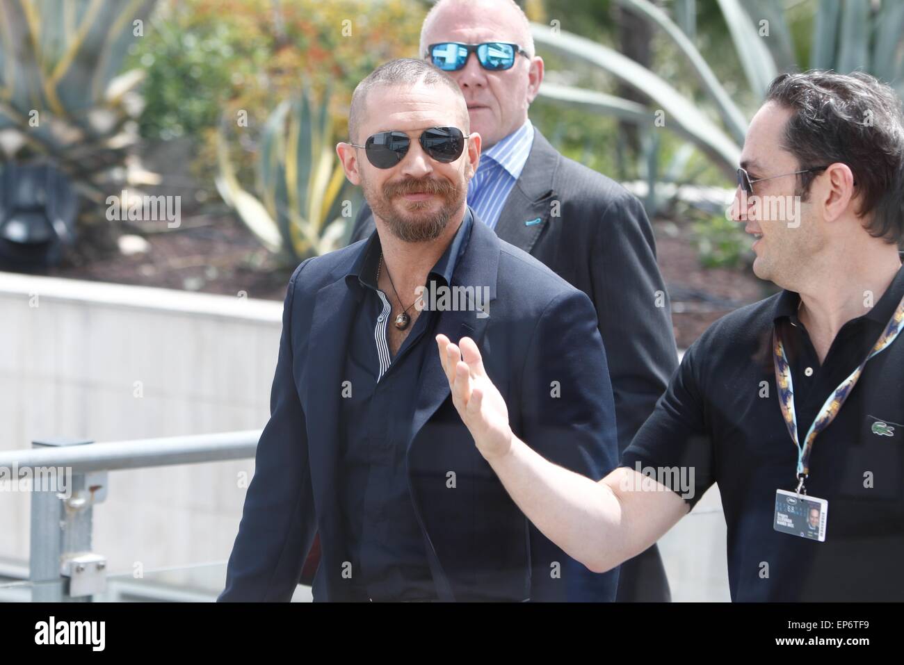 Cannes, France. 14th May, 2015. British actor Tom Hardy (L) attends the ...