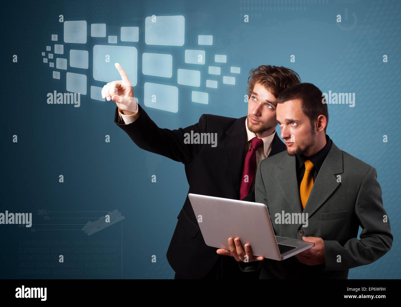 Businessman pressing high tech type of modern buttons Stock Photo - Alamy