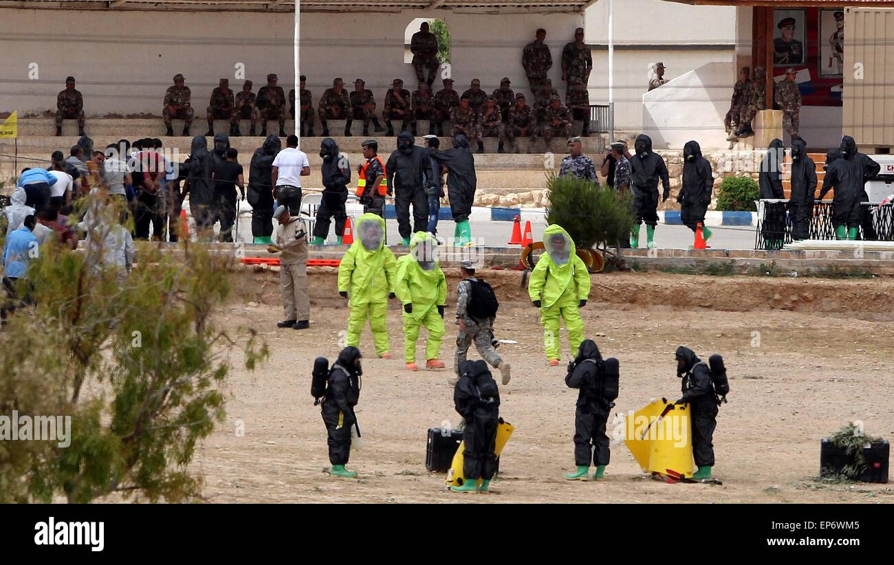 Zarqa, Jordan. 14th May, 2015. Soldiers perform a rescue operation ...