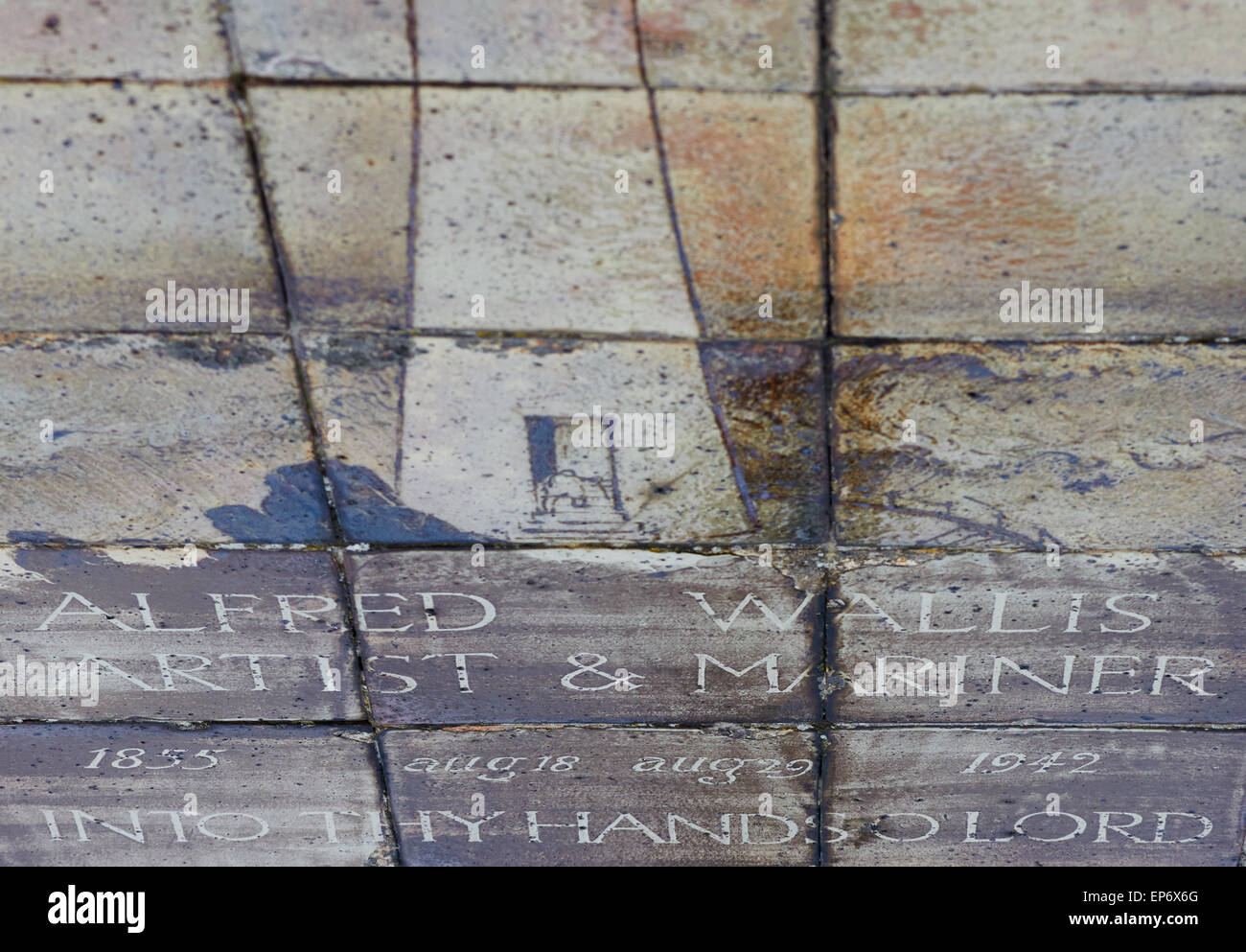 Tiled grave of Alfred Wallis artist and fisherman in Barnoon Cemetery ...