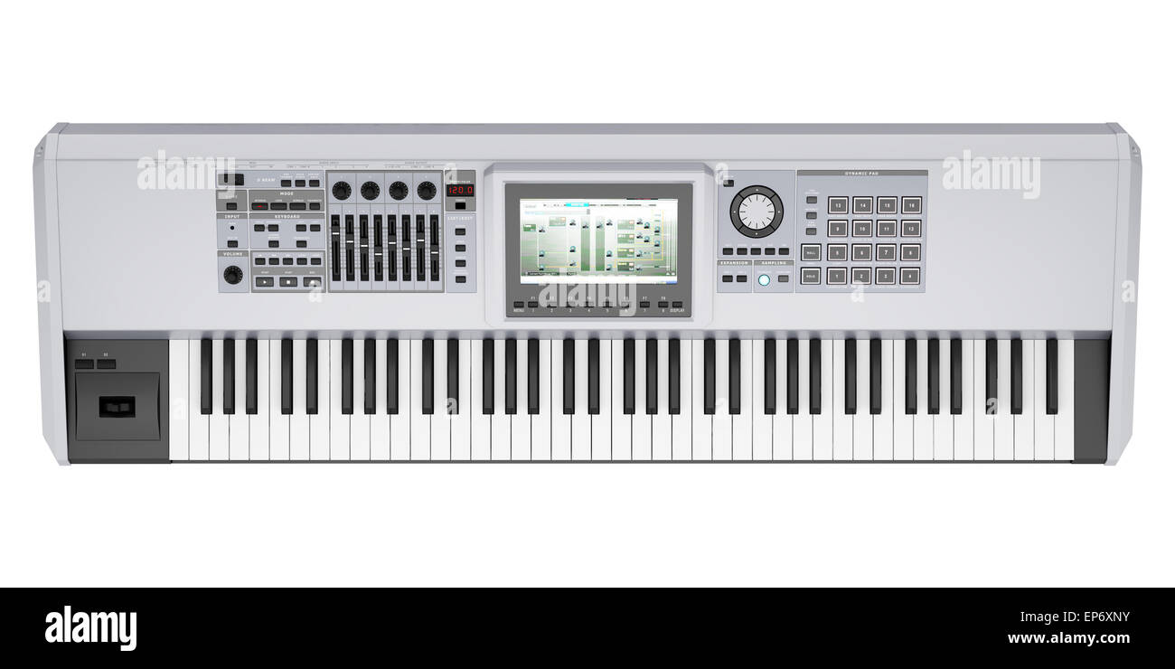 top view of gray synthesizer isolated on white Stock Photo - Alamy