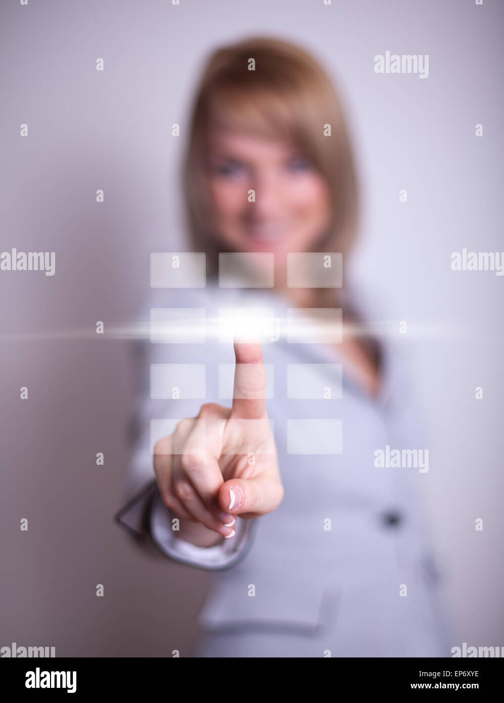 woman pressing digital buttons Stock Photo - Alamy