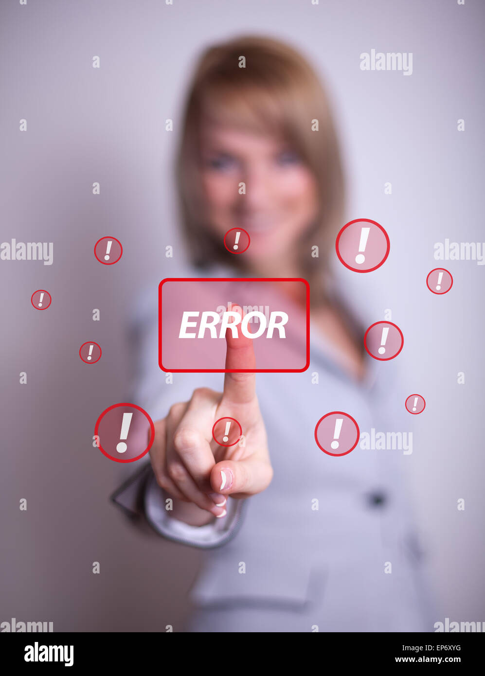 woman pressing Error button Stock Photo - Alamy