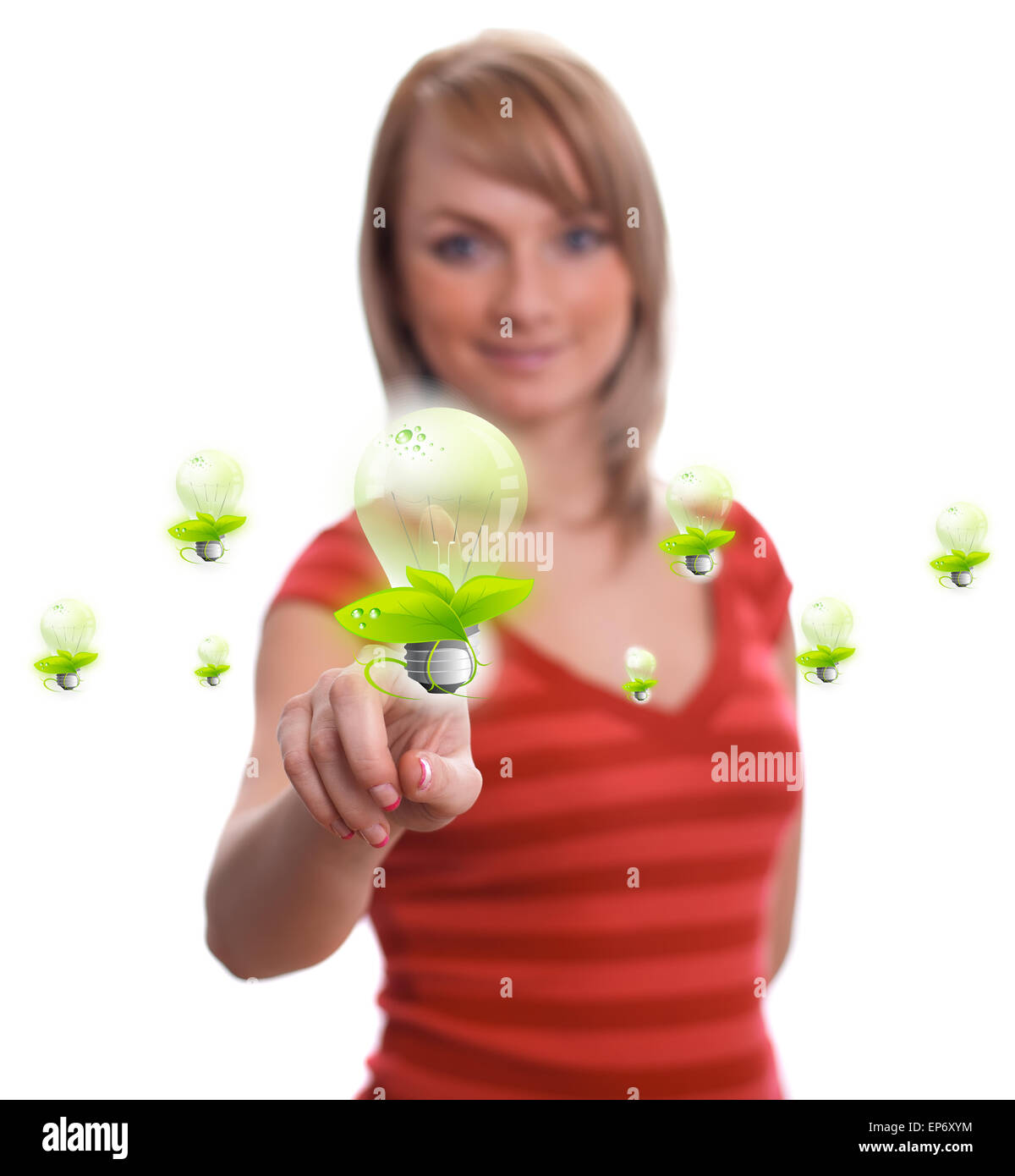 Hand touch eco button hi-res stock photography and images - Alamy
