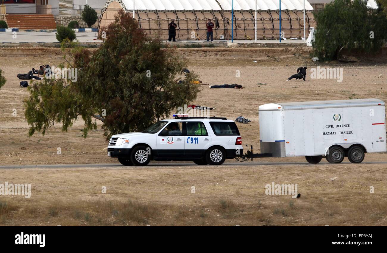 Zarqa, Jordan. 14th May, 2015. Soldiers perform a rescue operation ...
