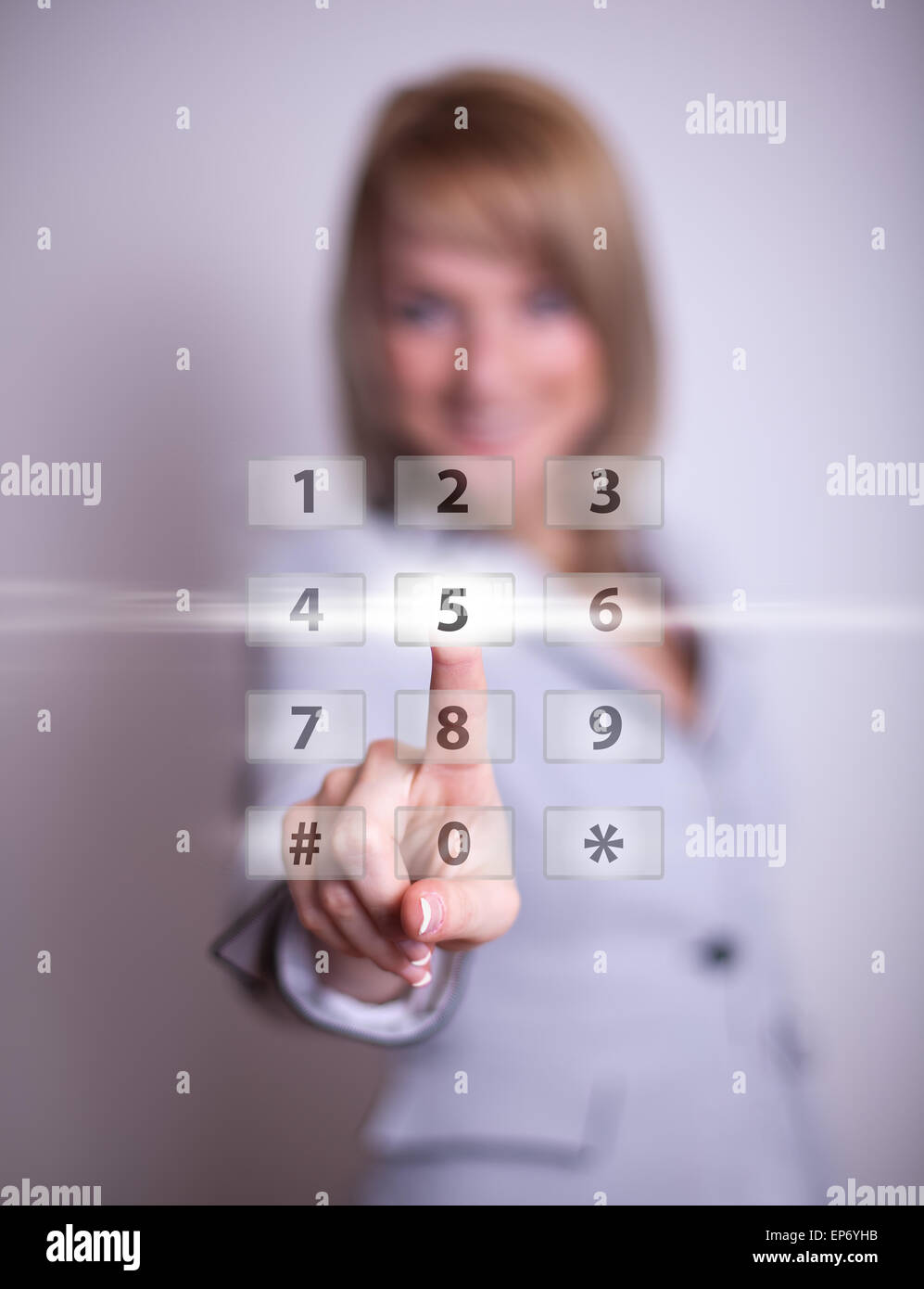woman pressing digital buttons Stock Photo - Alamy