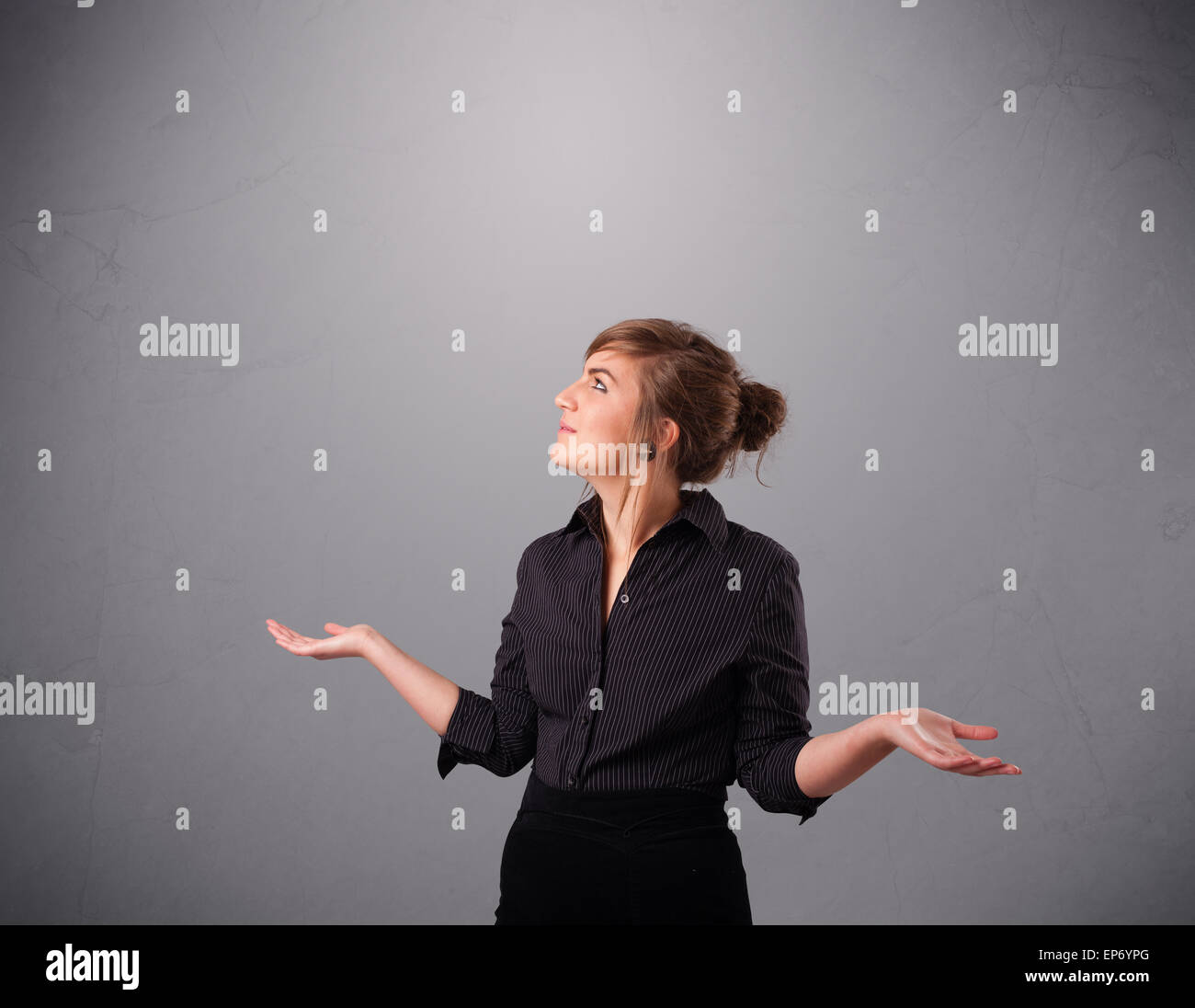beautiful young lady juggling with copy space Stock Photo - Alamy