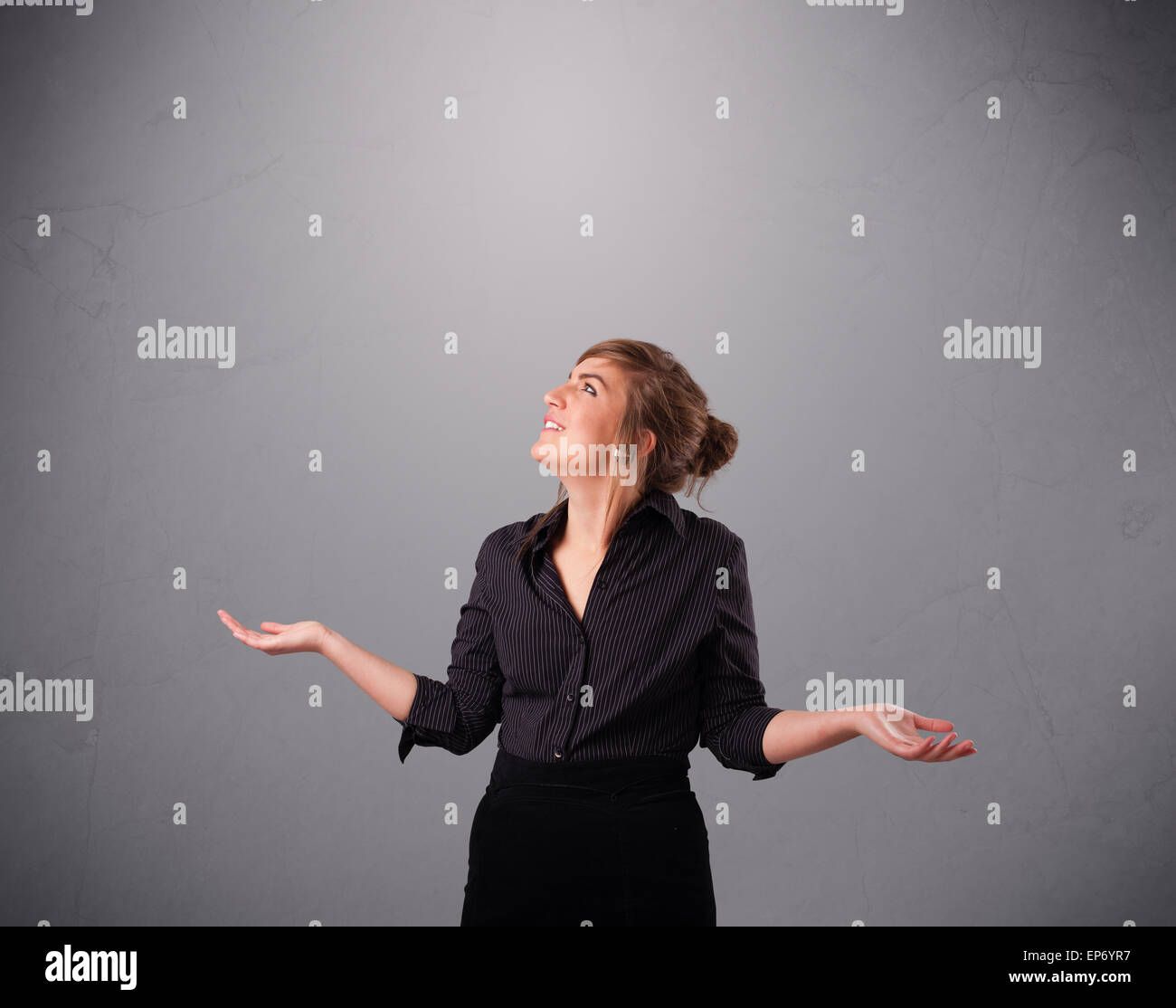 beautiful young lady juggling with copy space Stock Photo - Alamy