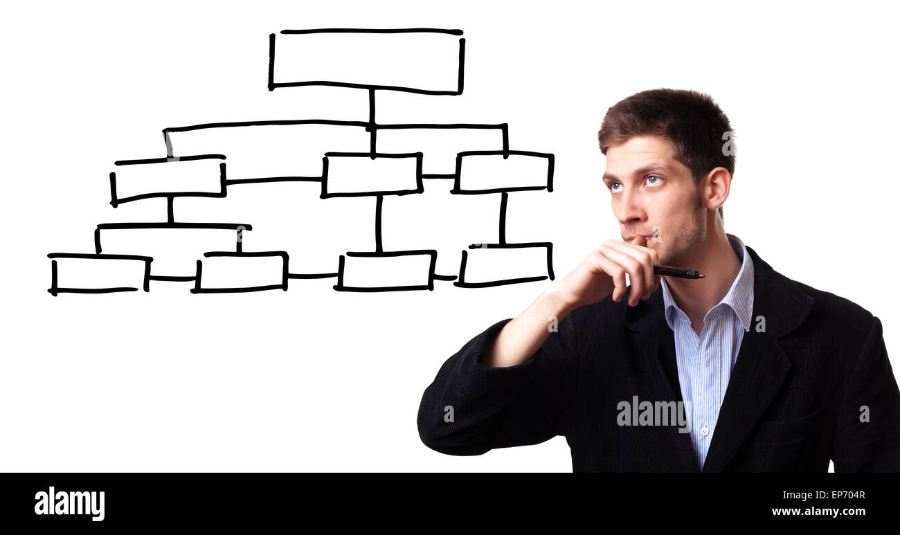man analysing flowchart schema on the whiteboard Stock Photo - Alamy