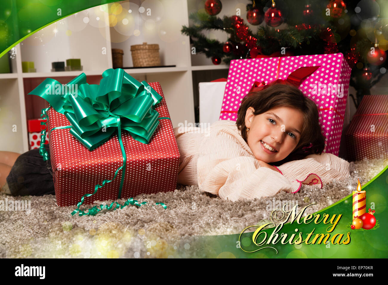 Kids with their christmas presents Stock Photo - Alamy