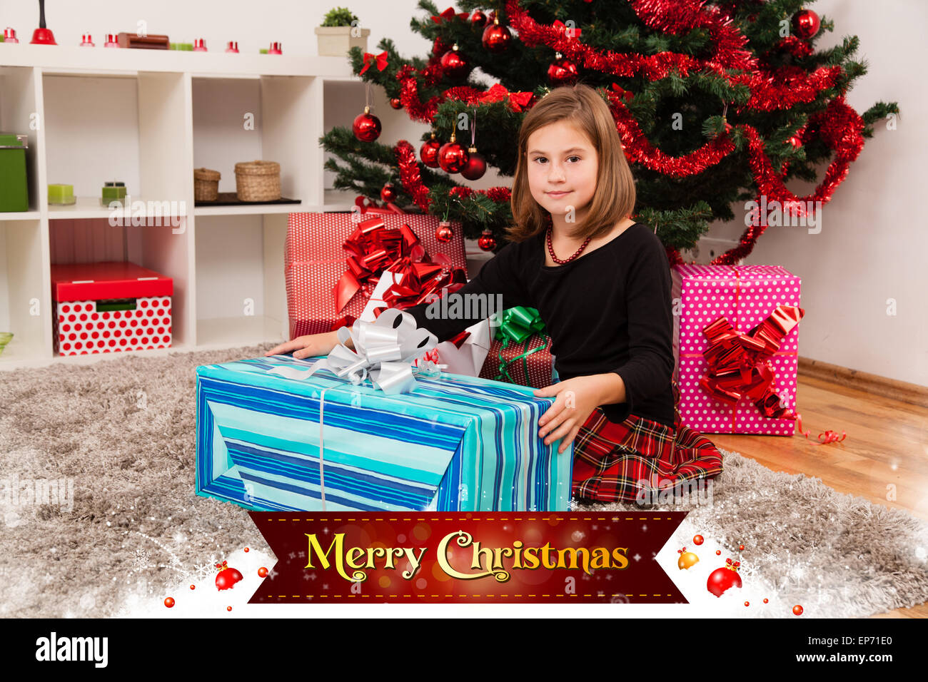 Kids with their christmas presents Stock Photo - Alamy