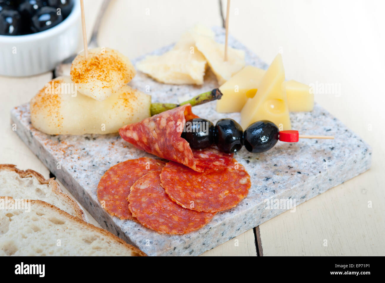 cold cut assortment cheese salami and fresh pears Stock Photo - Alamy