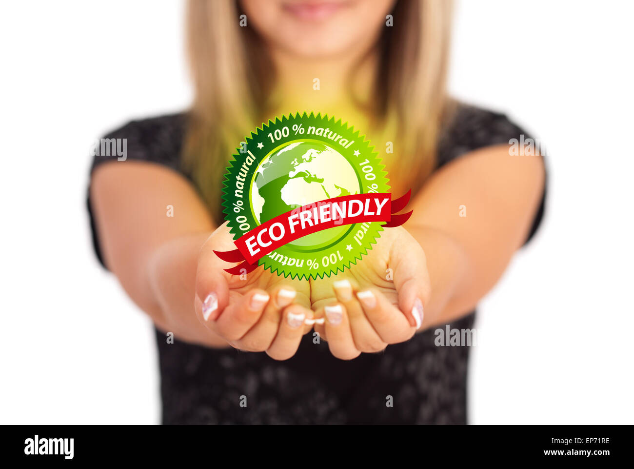 Woman hands holding ECO sign Stock Photo - Alamy