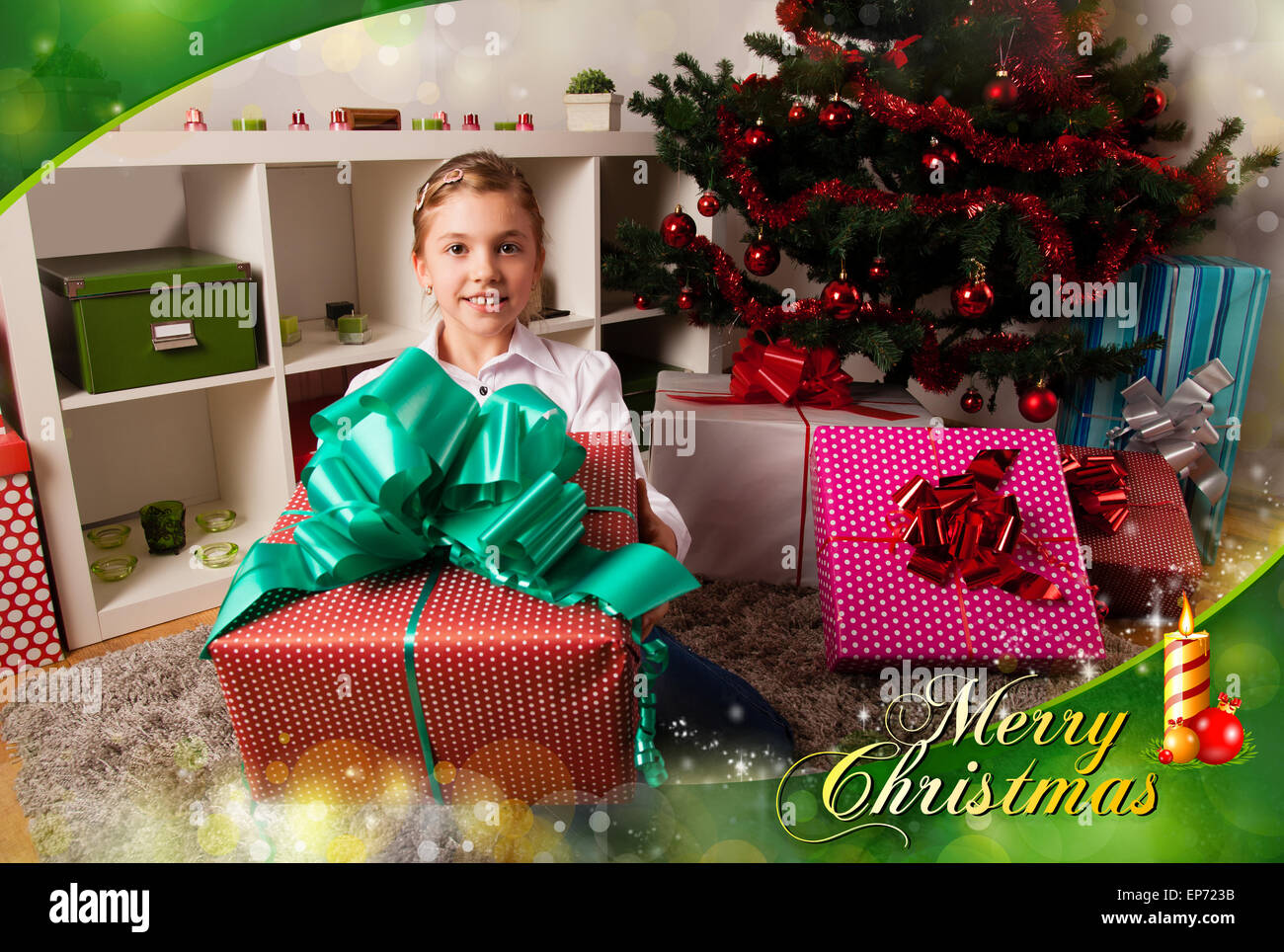 Kids with their christmas presents Stock Photo - Alamy