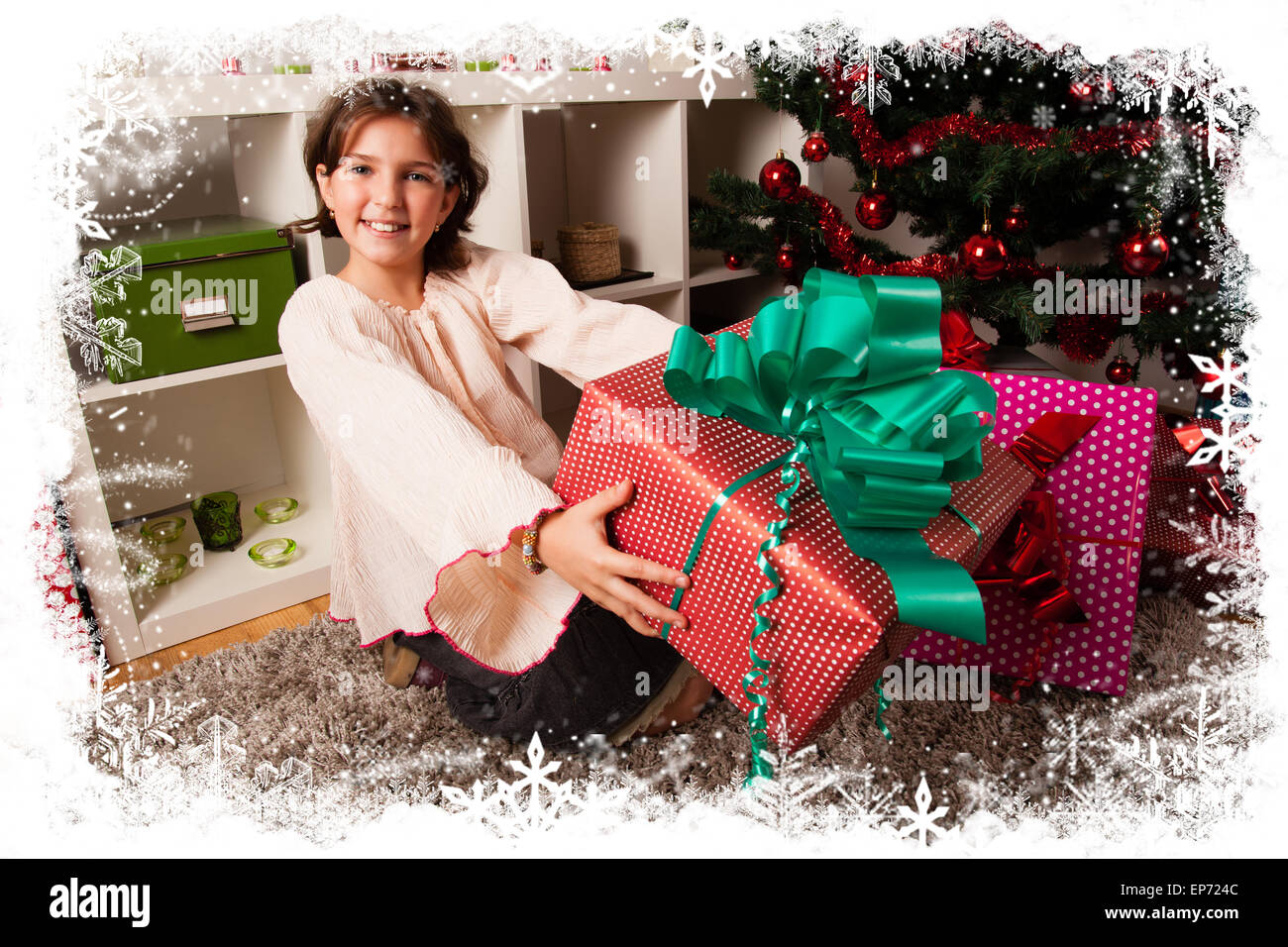 Kids with their christmas presents Stock Photo - Alamy