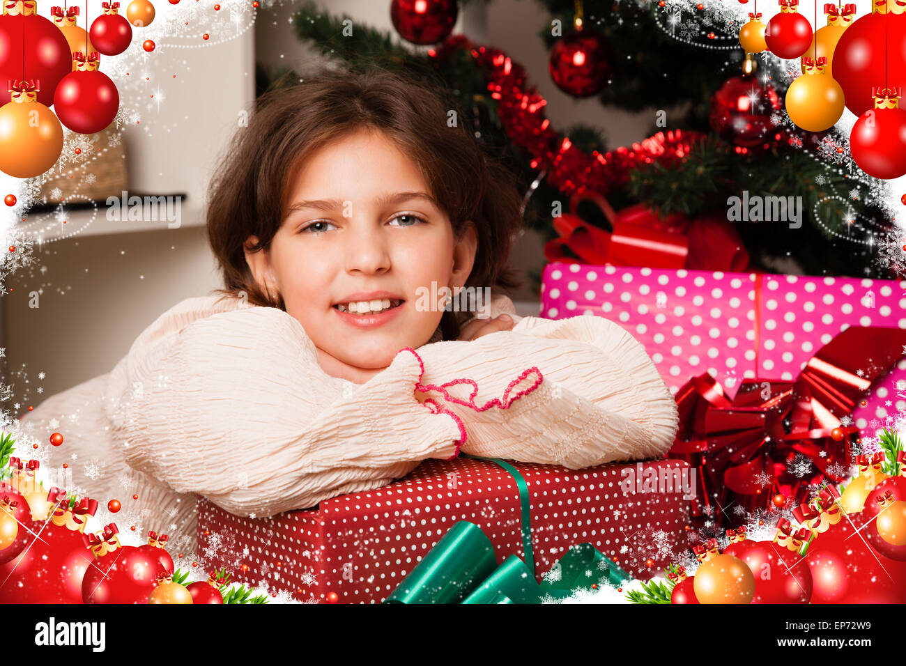 Kids with their christmas presents Stock Photo - Alamy