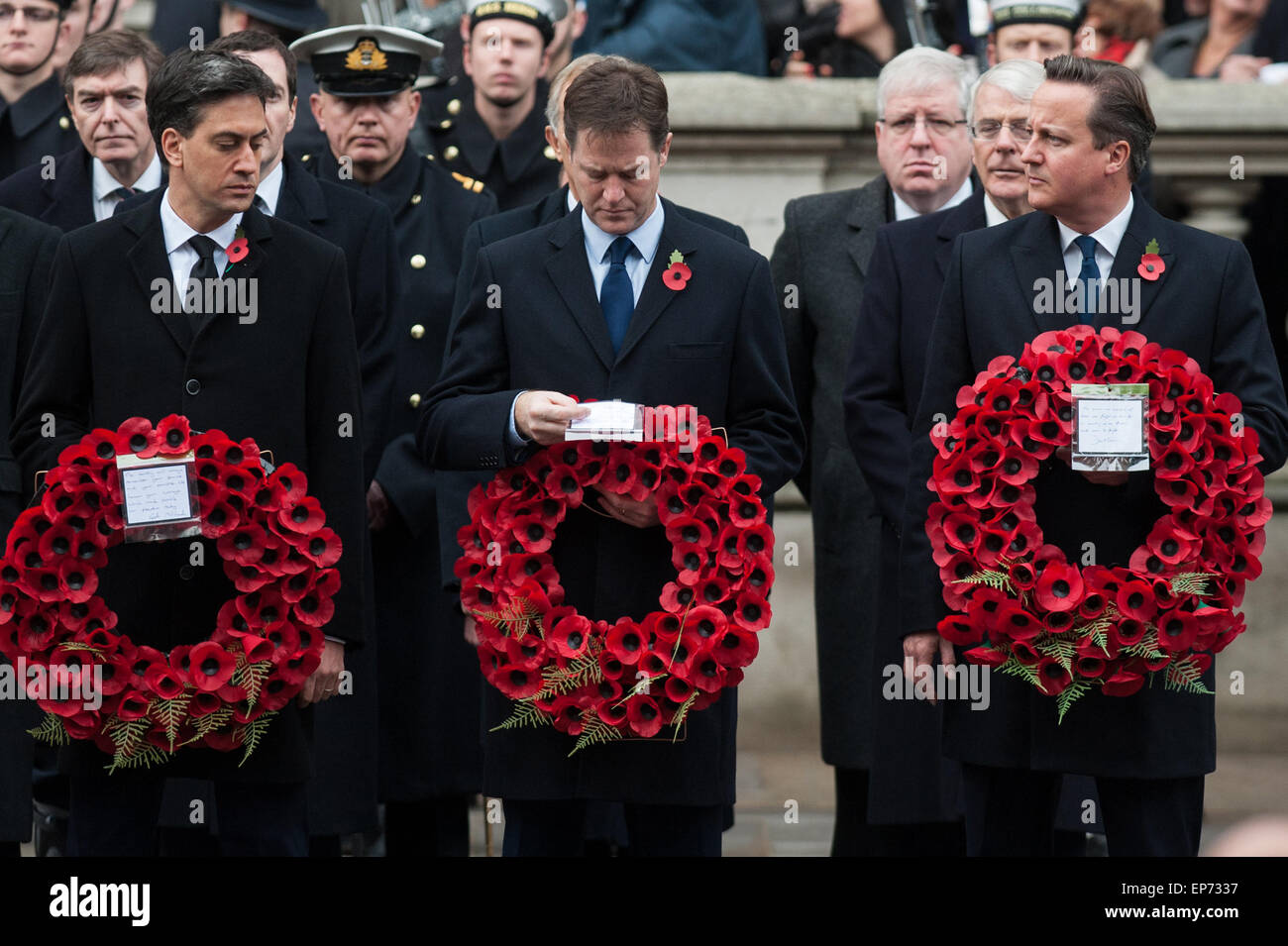 Remembrance Sunday service held at the Cenotaph. Featuring: Ed Miliband ...