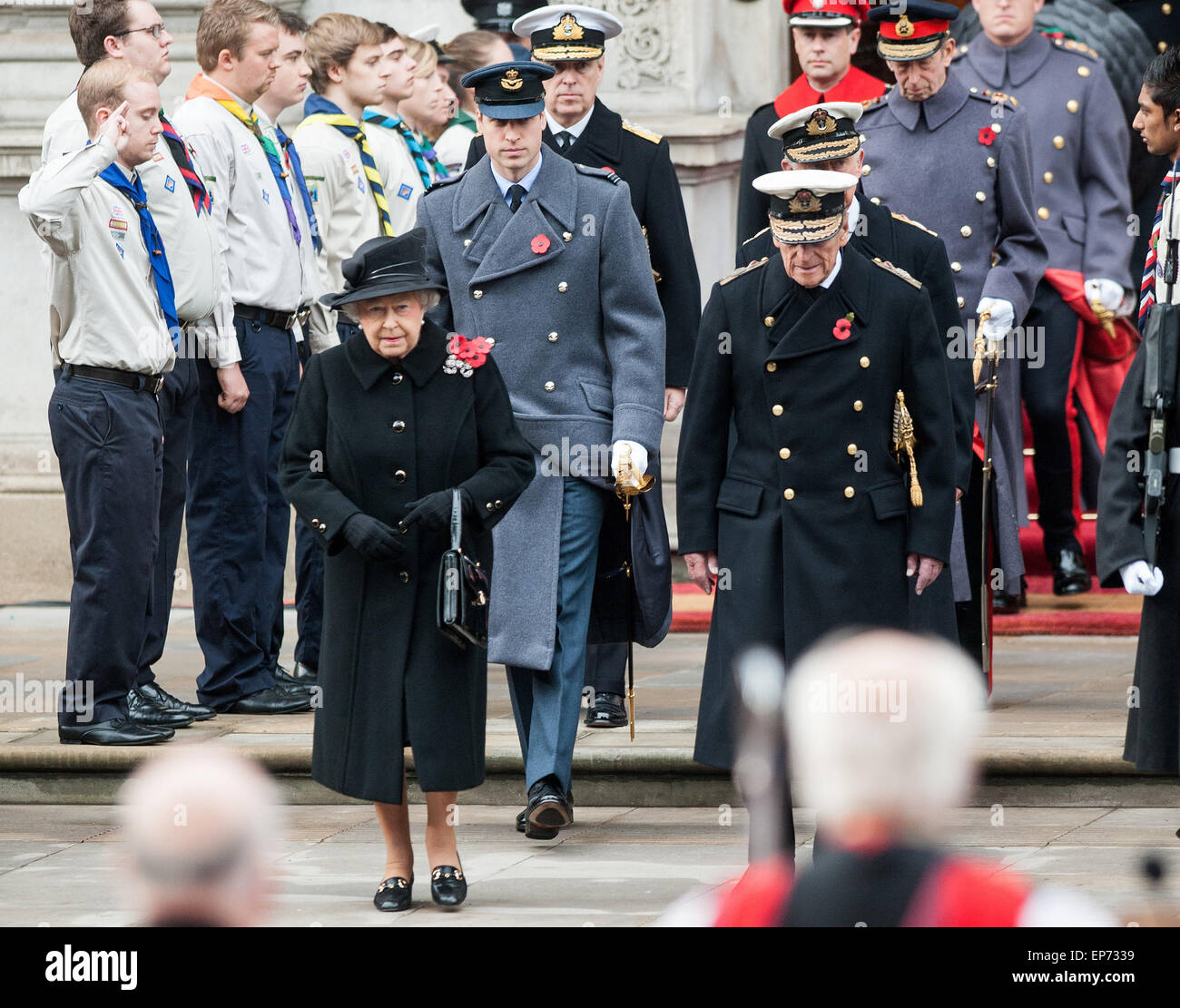Remembrance Sunday service held at the Cenotaph. Featuring: Queen ...