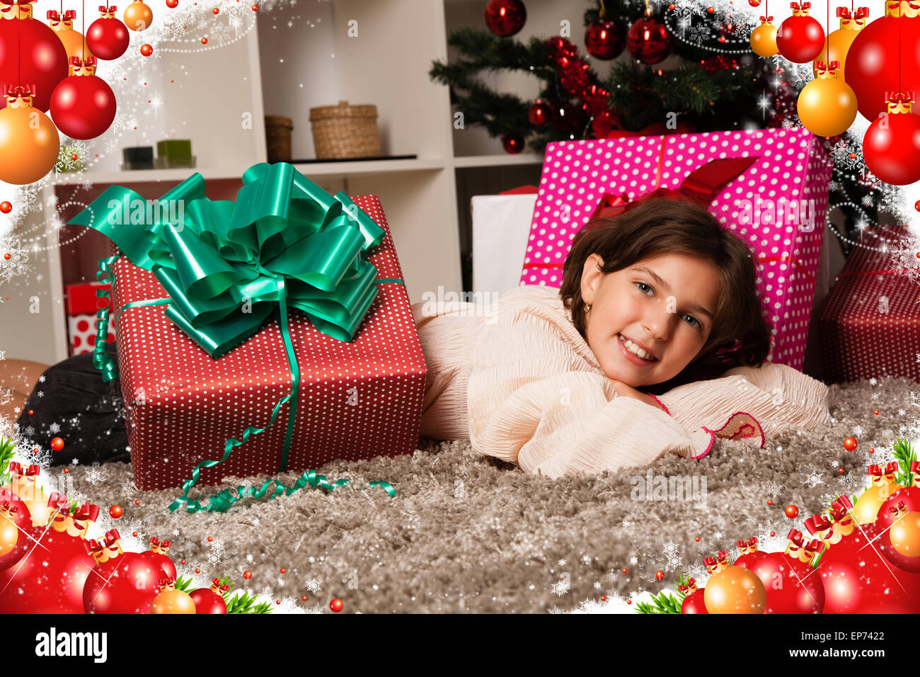 Kids with their christmas presents Stock Photo - Alamy
