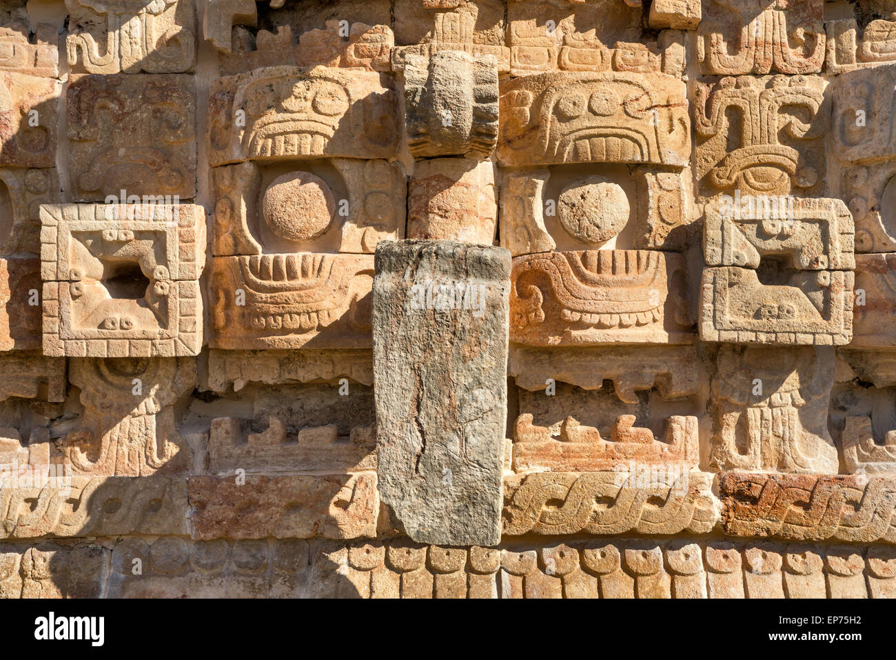 Mask of rain god Chac at Codz Poop aka El Palacio de los Mascarones ...