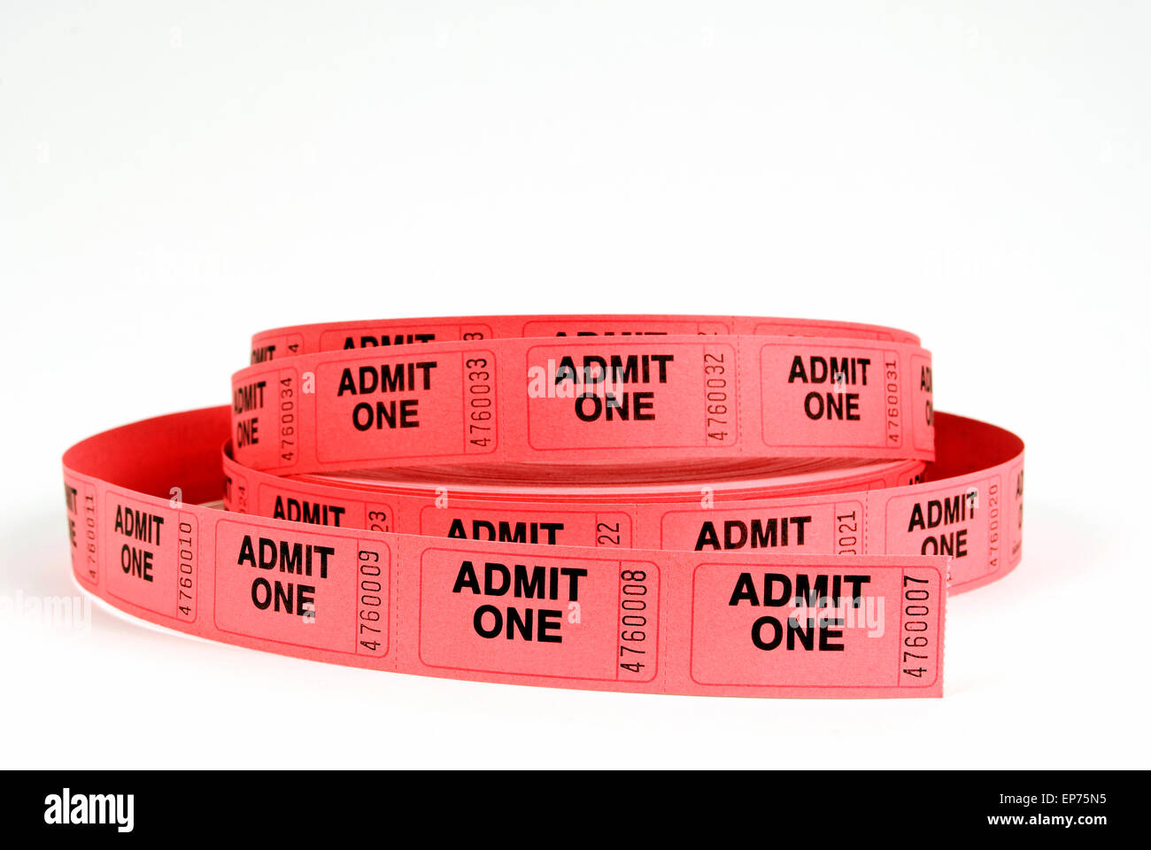 Admit One Red Movie Or Event Tickets On White Background Stock Photo ...