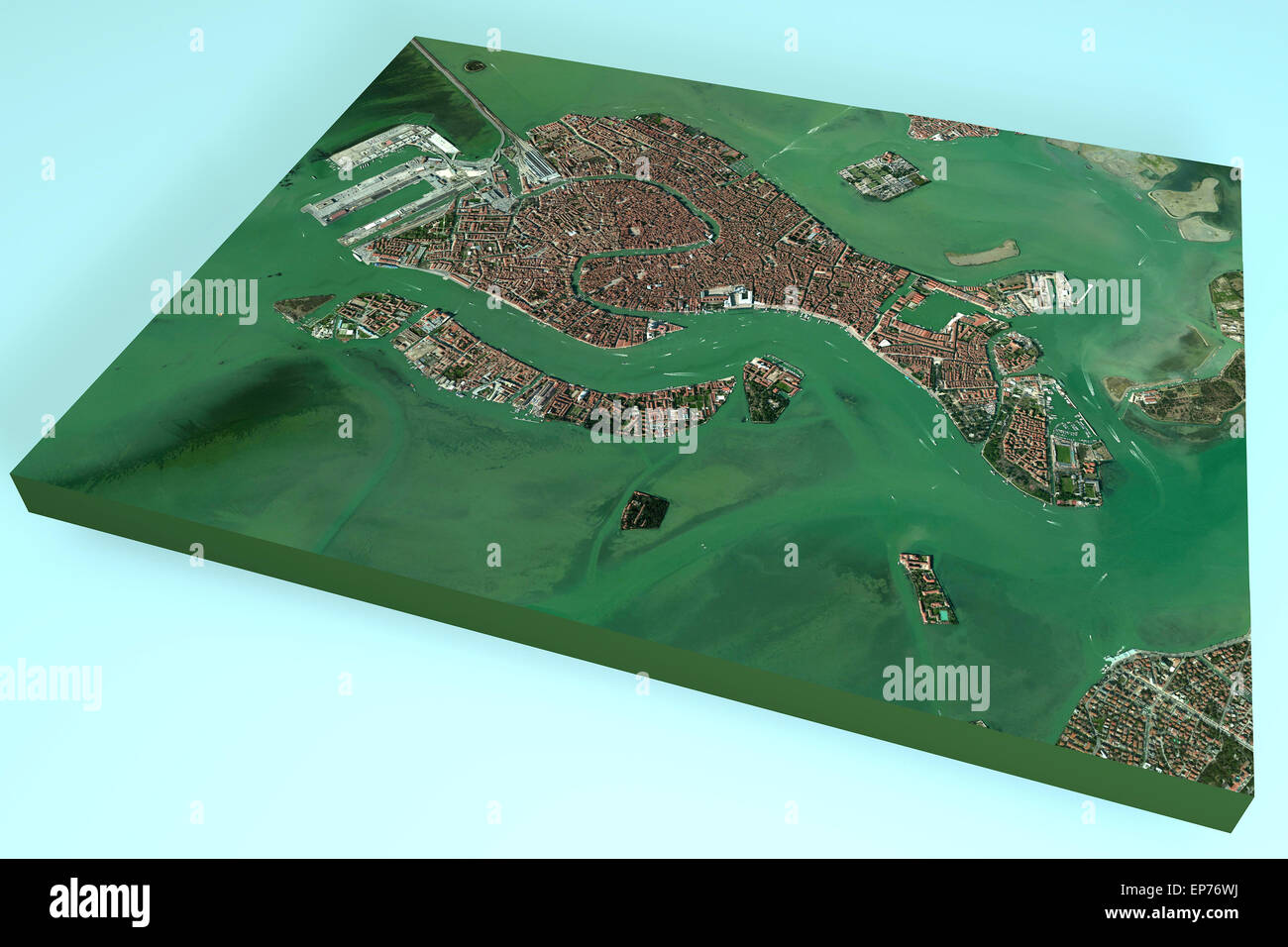 3d section of Venice satellite view map. Element of this image are ...