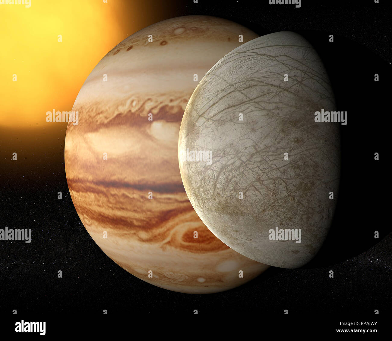 Satellite Europa, Jupiter's moon, space solar system. Element of this ...