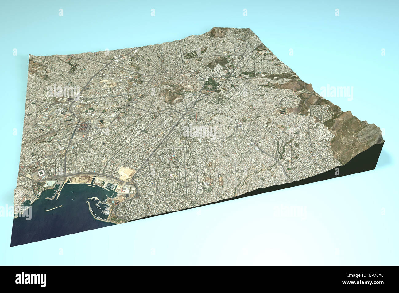 3d section of Athens satellite view map. Element of this image are ...