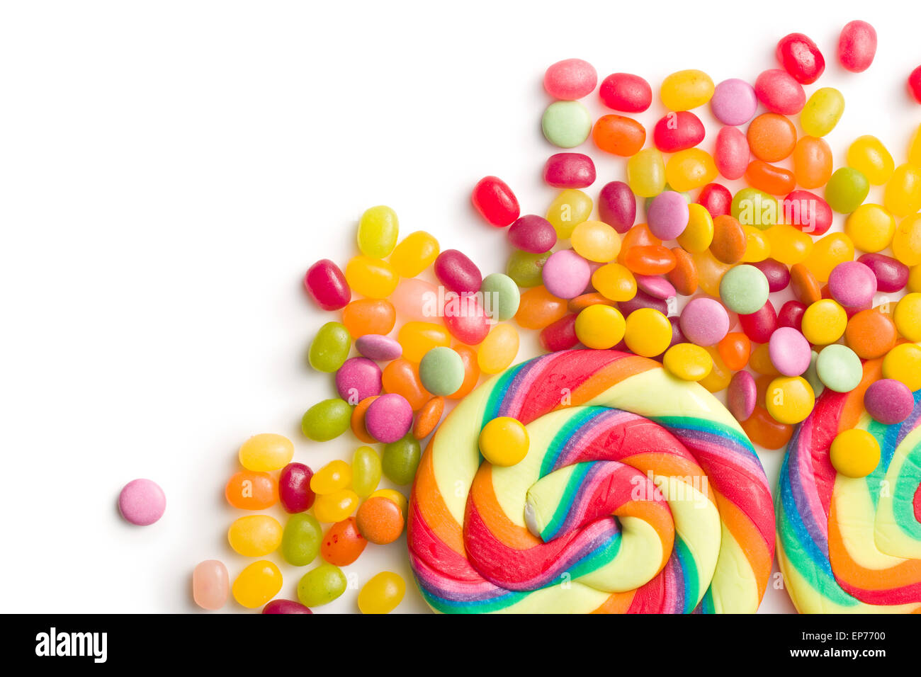 colorful confectionery on white background Stock Photo - Alamy