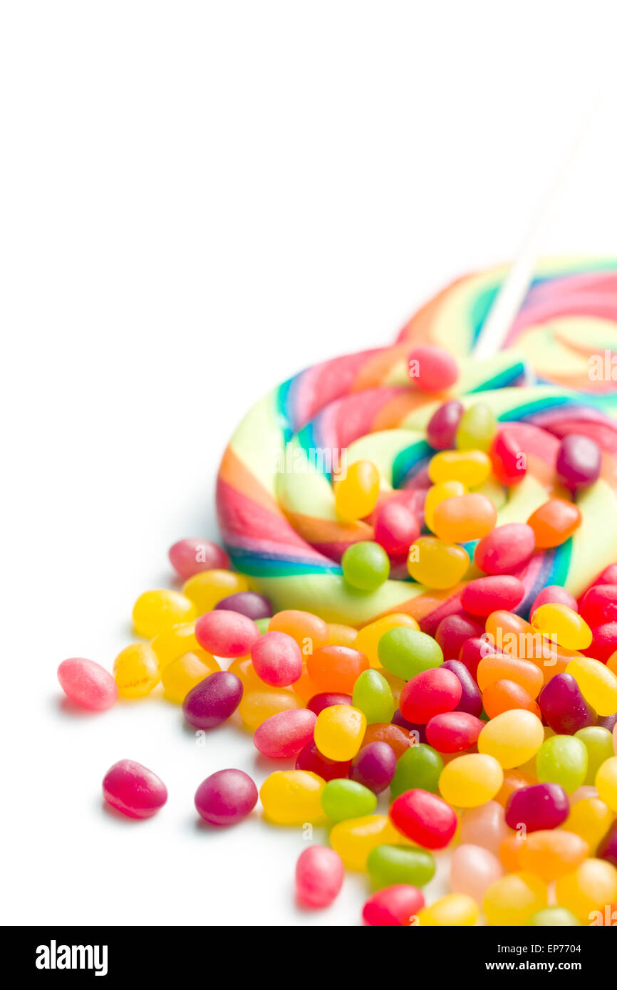 colorful confectionery on white background Stock Photo - Alamy