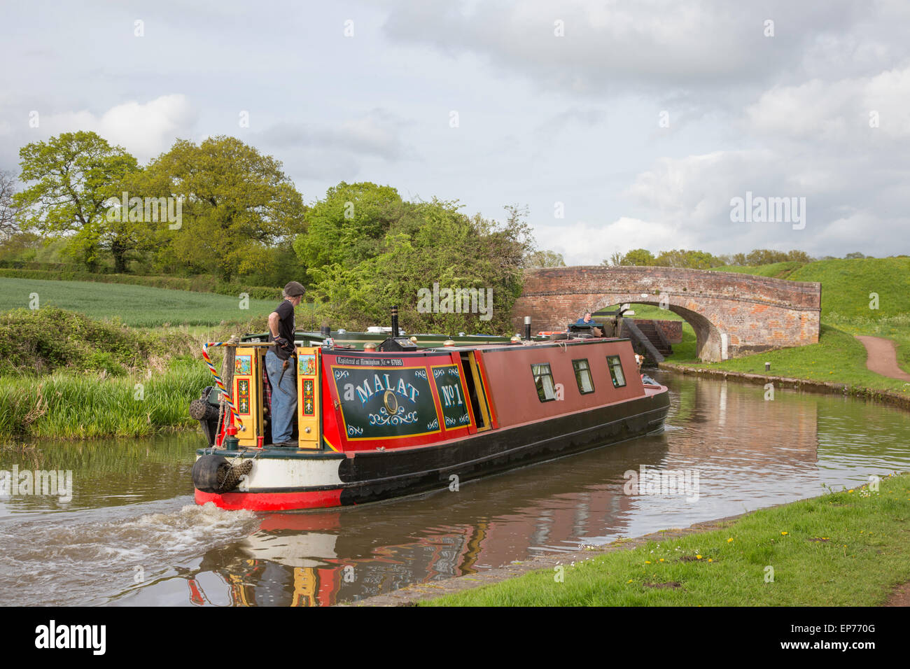 A narrowboat on the Worcester and Birmingham Canal near Tardebigge ...