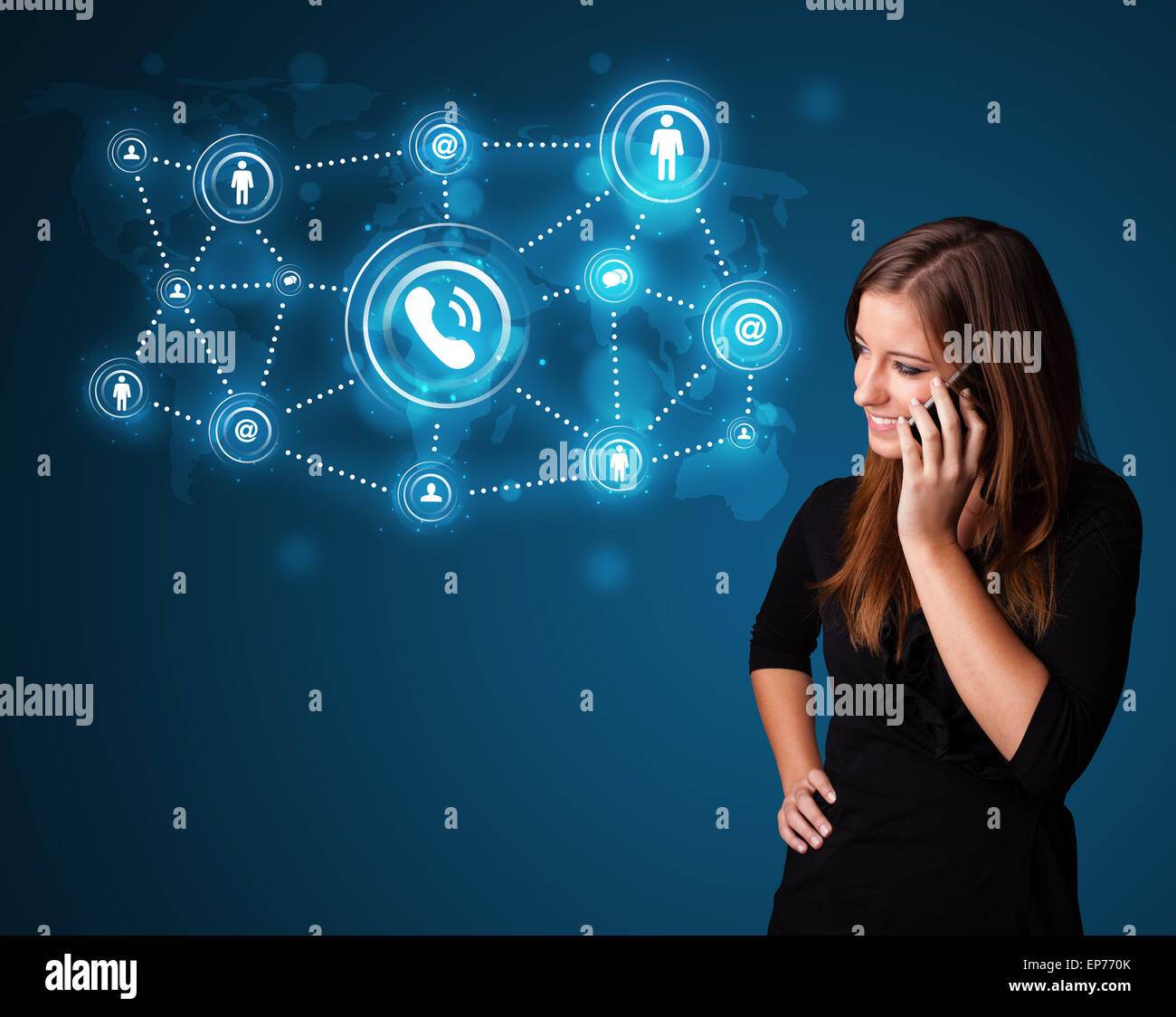 Beautiful girl making call sign hi-res stock photography and images - Alamy