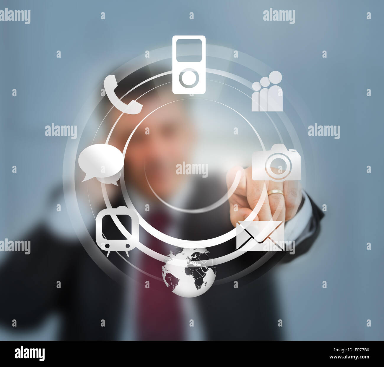 Businessman using wheel interface for computer applications Stock Photo ...