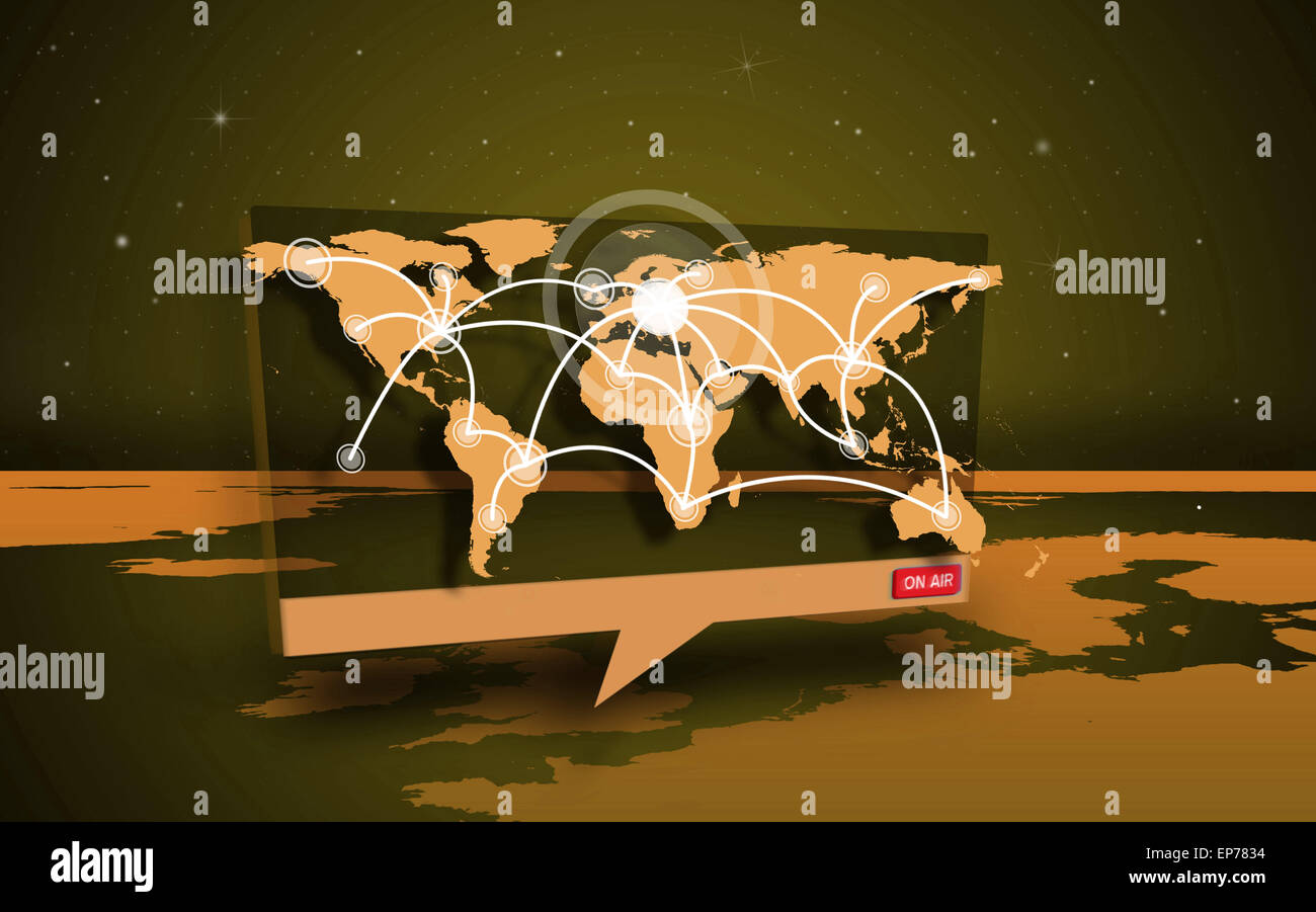Digital speech box showing global connections coming from world map ...