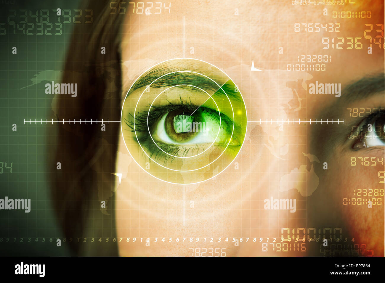 Cyber woman with modern military target eye Stock Photo - Alamy