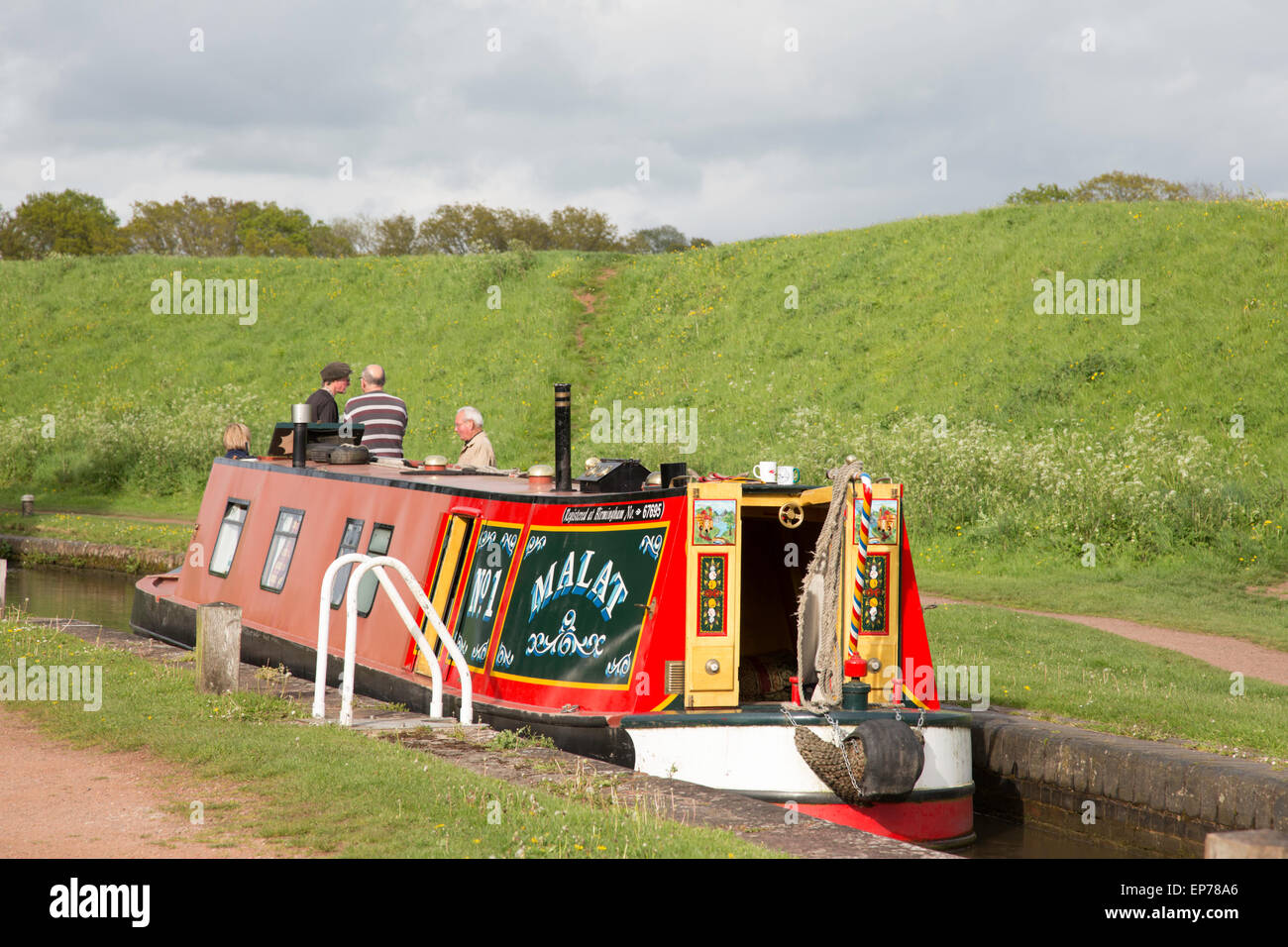 A narrowboat on the Worcester and Birmingham Canal near Tardebigge ...
