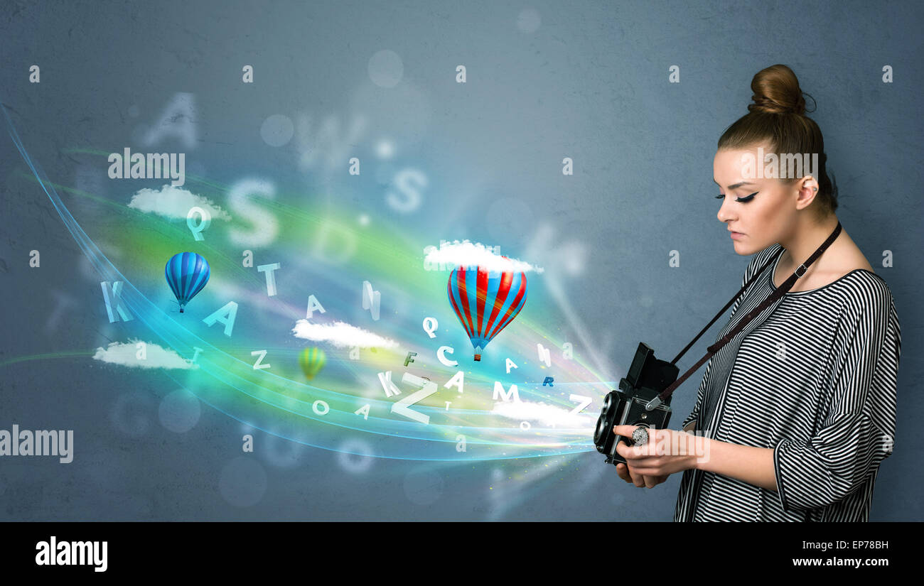 Photographer with camera and abstract imaginary Stock Photo - Alamy