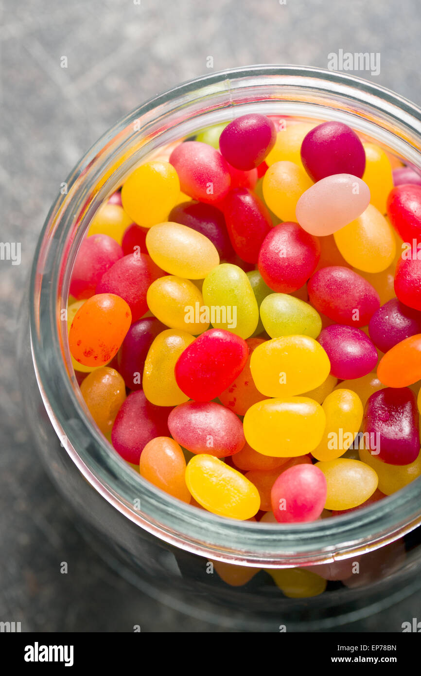 the jelly beans in jar Stock Photo - Alamy