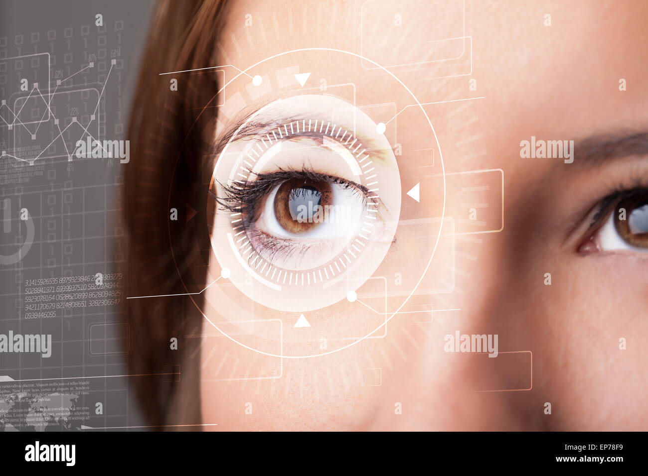 Cyber girl with technolgy eye looking Stock Photo - Alamy