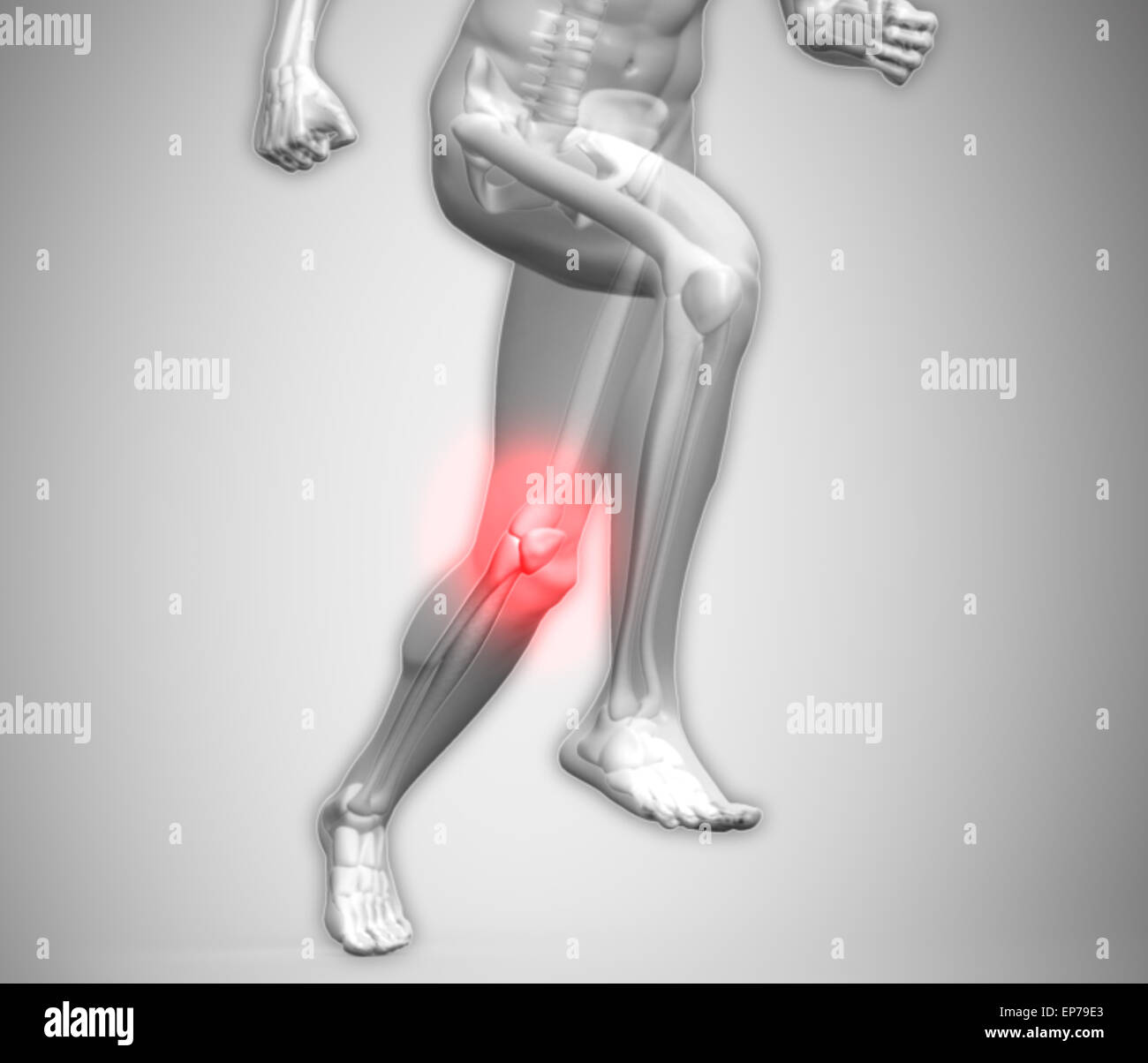 Grey human body running with ankle highlighted in red Stock Photo - Alamy