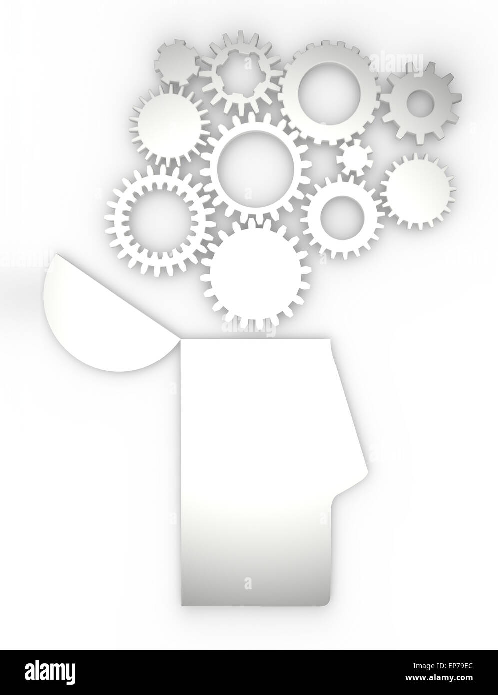 Cogs in the shape of human brain coming from trash in head form ...